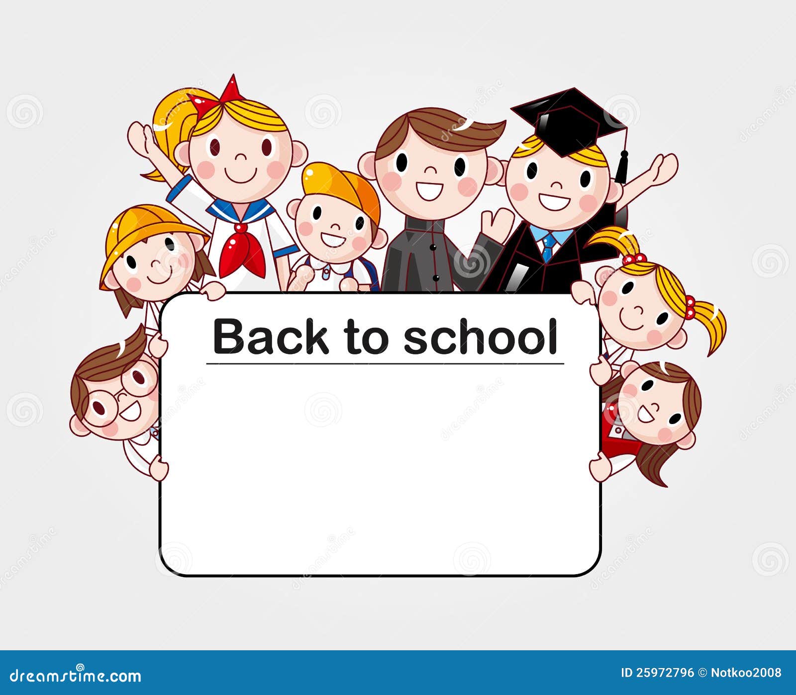 Group of Cheerful Student Holding a Banner Ad Stock Vector ...