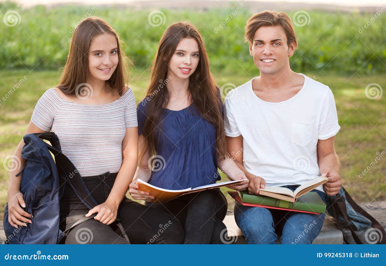 Group of Cheerful Students. Stock Photo - Image of girl, brunette: 99245318