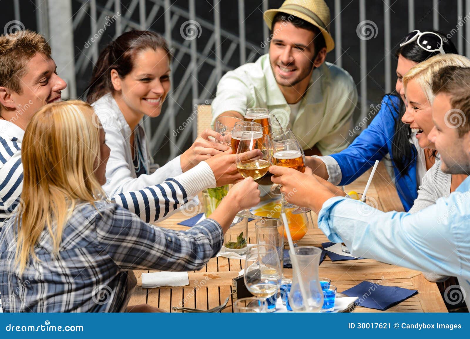 Group of Cheerful People Toasting with Drinks Stock Image - Image of ...