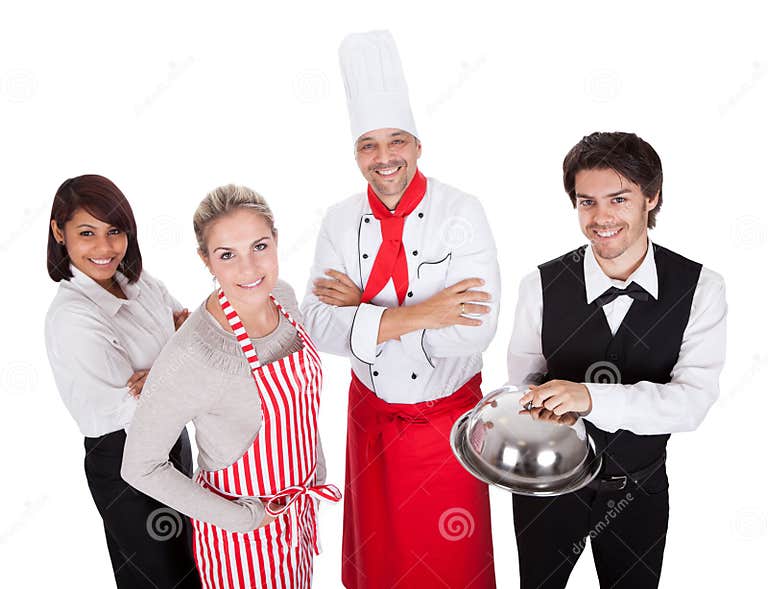 Group of chef and waiters stock image. Image of human - 26749739