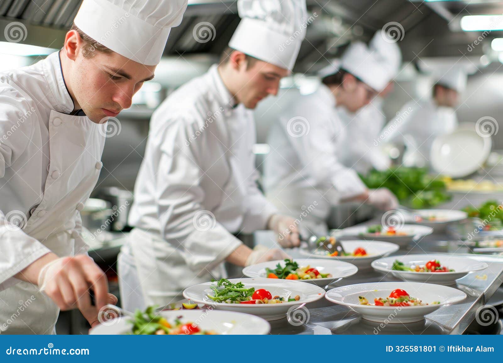 A Group of Chefs in a Commercial Kitchen Demonstrate Food Safety ...