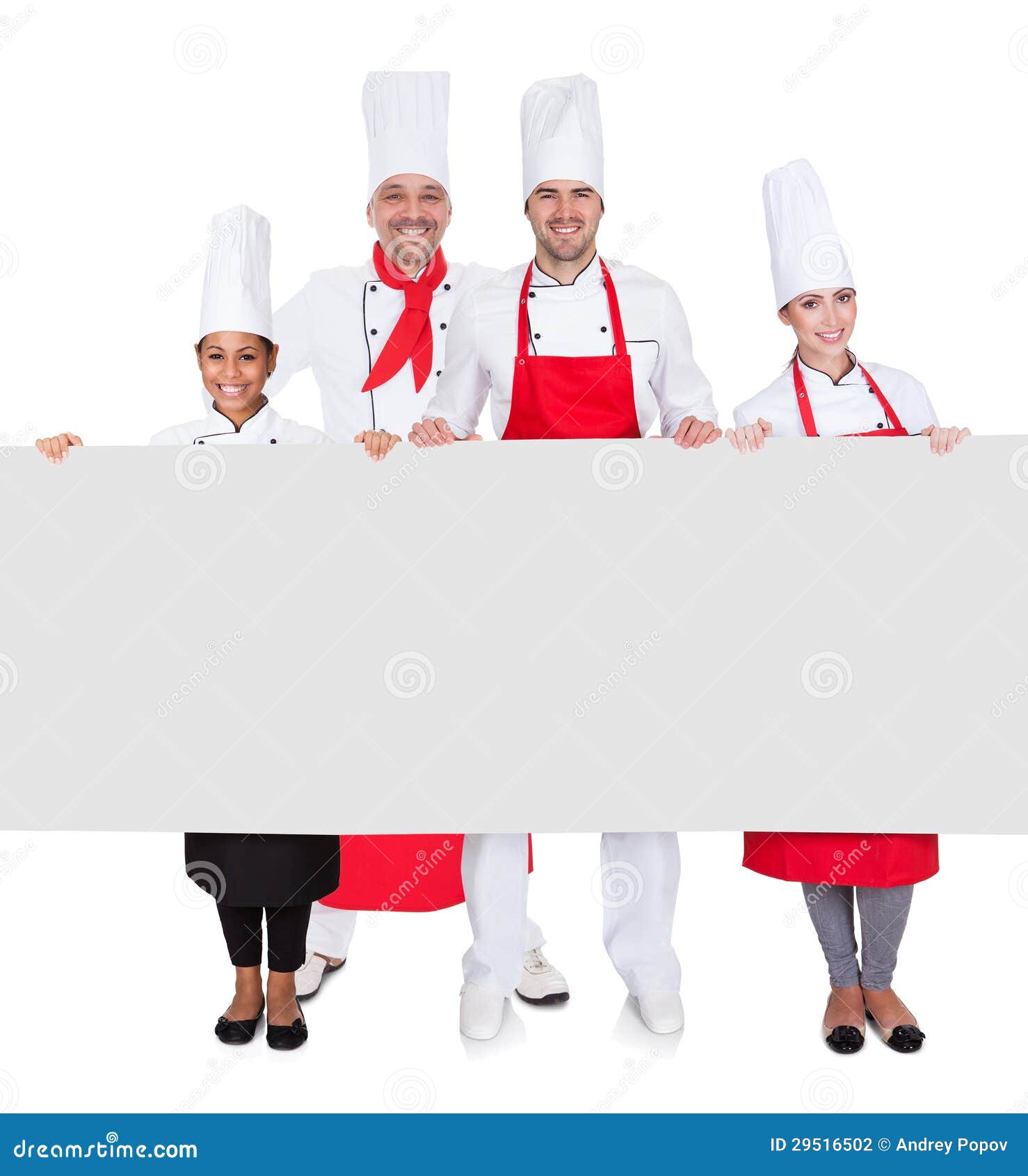 Group of Chefs Presenting Empty Banner Stock Photo - Image of banner ...