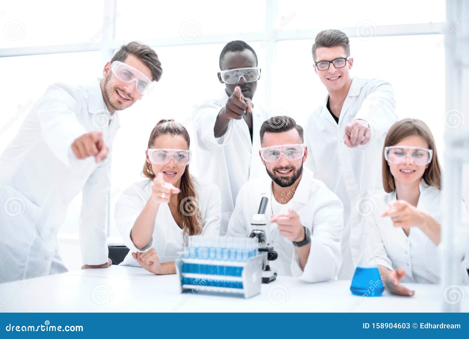 Creative Team of Young Scientists. Stock Image - Image of liquid ...