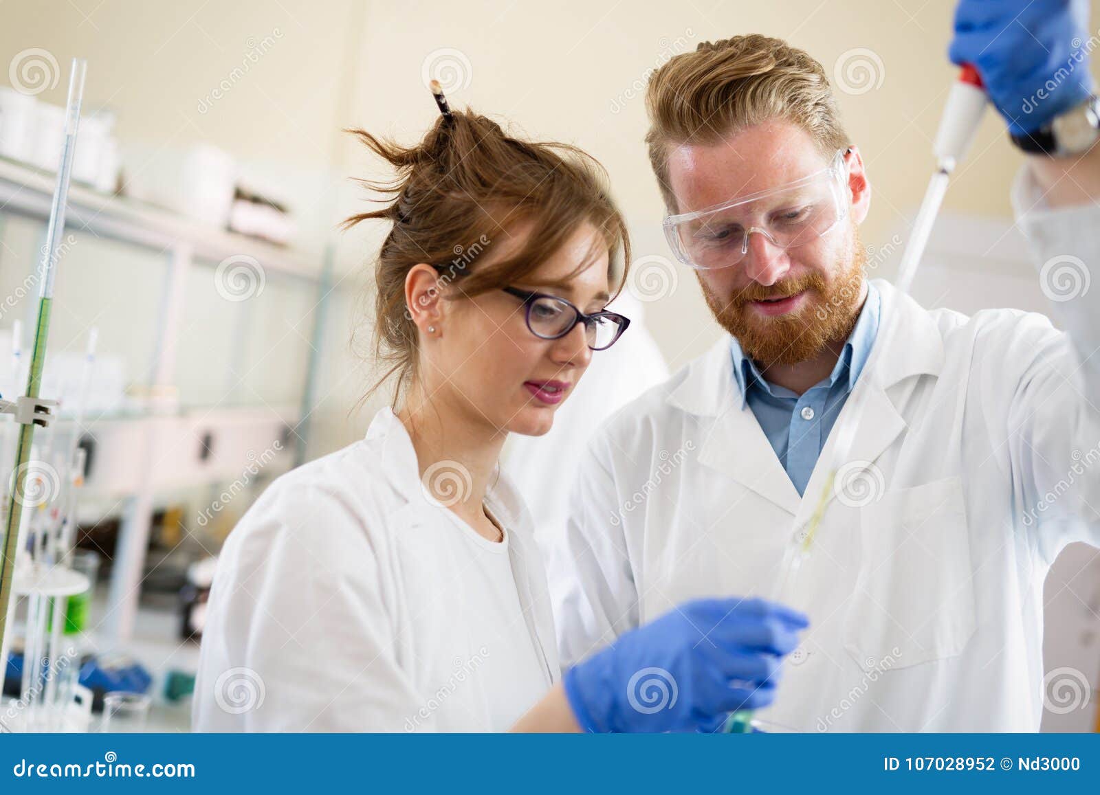 Group of Chemistry Students Working in Laboratory Stock Photo - Image ...