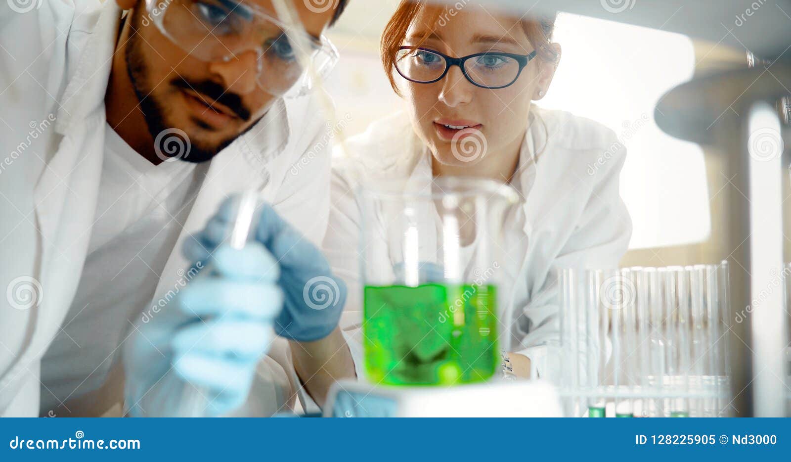 Group of Chemistry Students Working in Laboratory Stock Image - Image ...