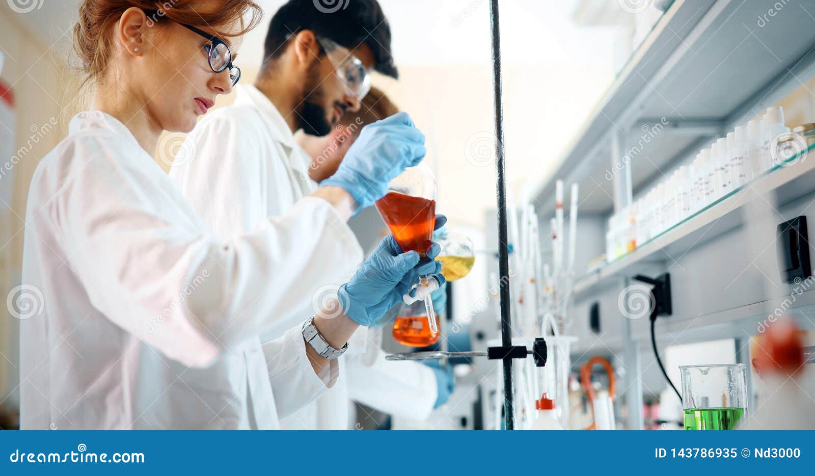Group of Chemistry Students Working in Laboratory Stock Image - Image ...