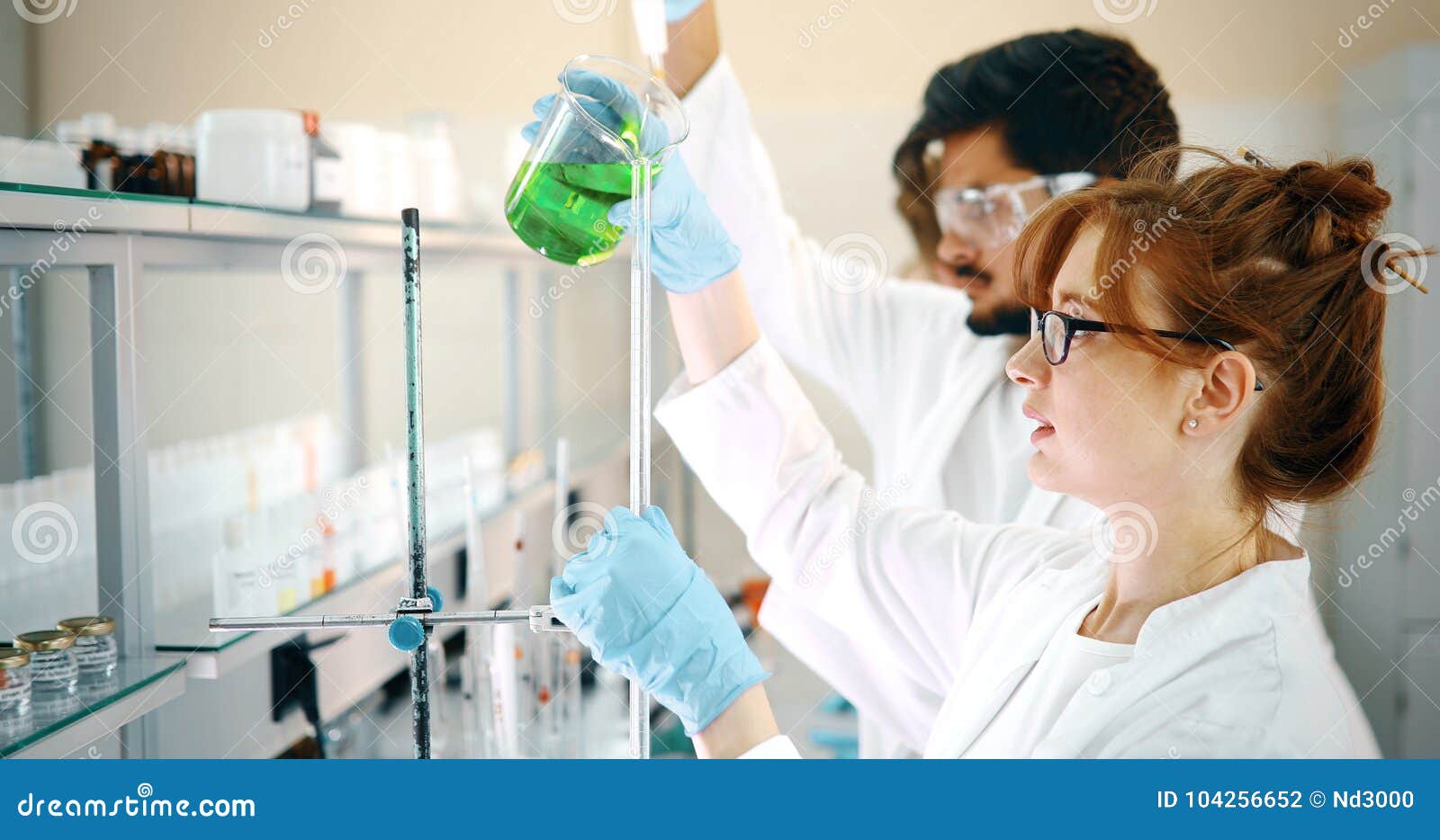 Group of Chemistry Students Working in Laboratory Stock Photo - Image ...