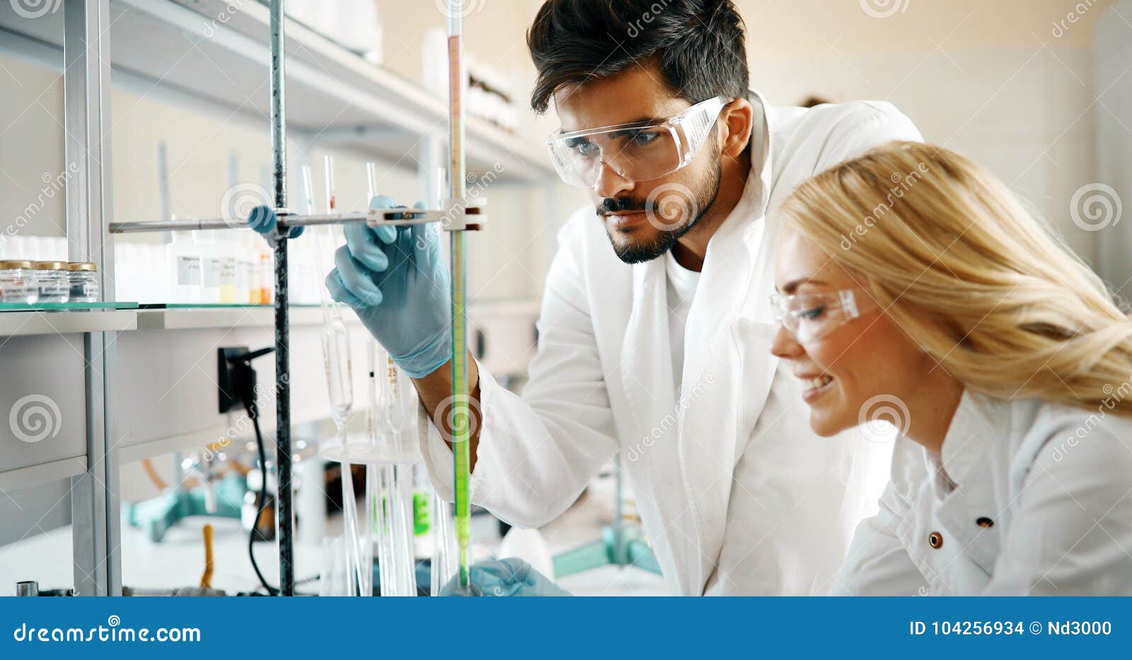 Group of Chemistry Students Working in Laboratory Stock Photo - Image ...