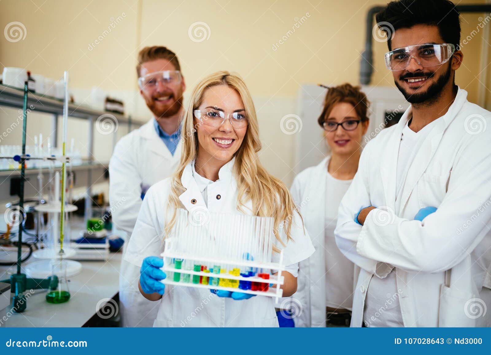 Group of Chemistry Students Working in Laboratory Stock Image - Image ...