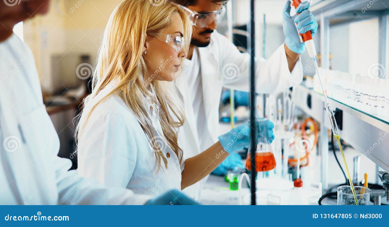 Group of Chemistry Students Working in Laboratory Stock Image - Image ...