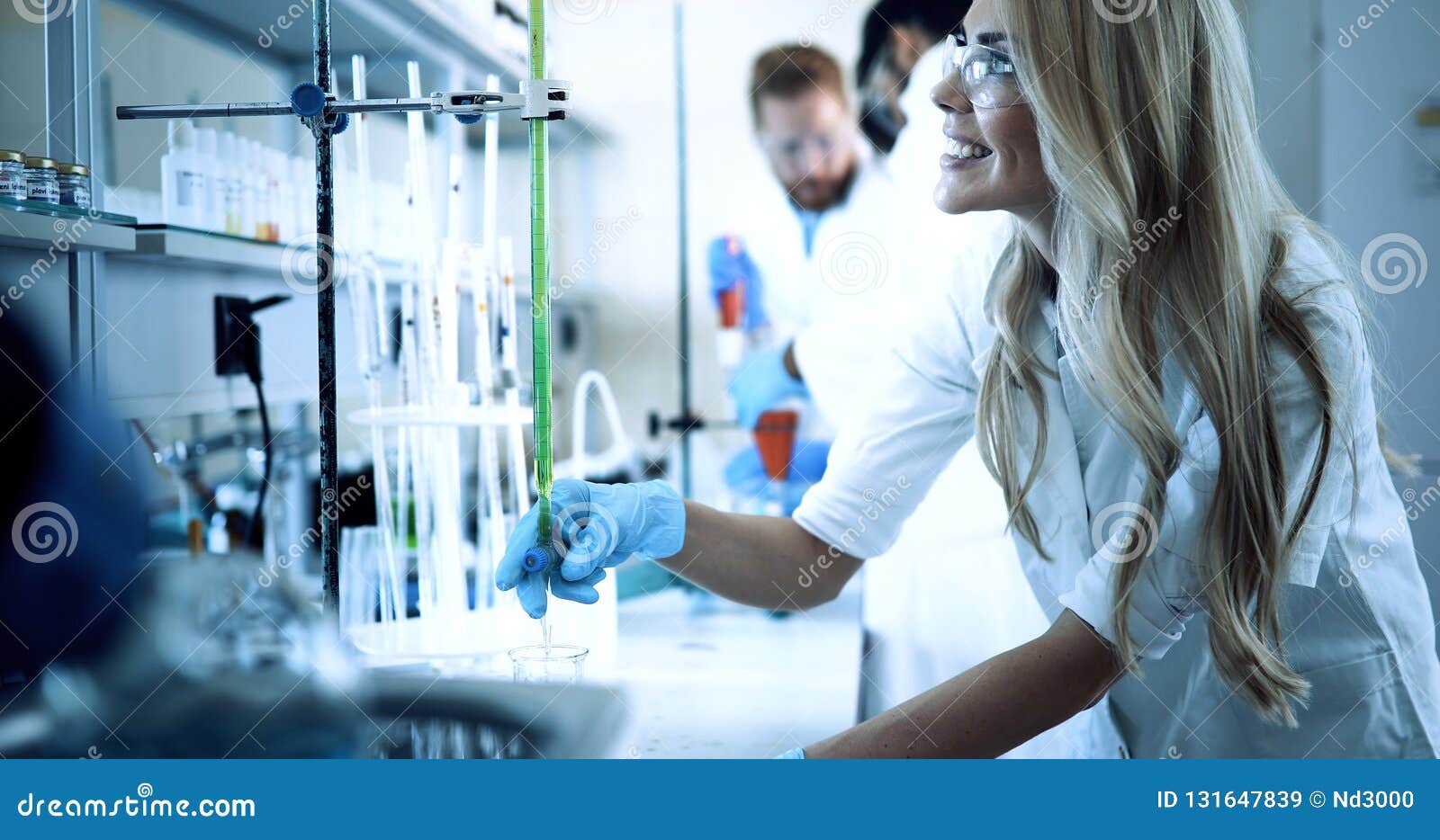 Group of Chemistry Students Working in Laboratory Stock Image - Image ...