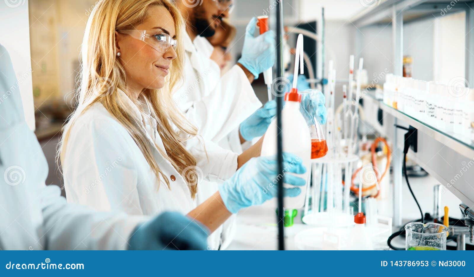 Group of Chemistry Students Working in Laboratory Stock Image - Image ...