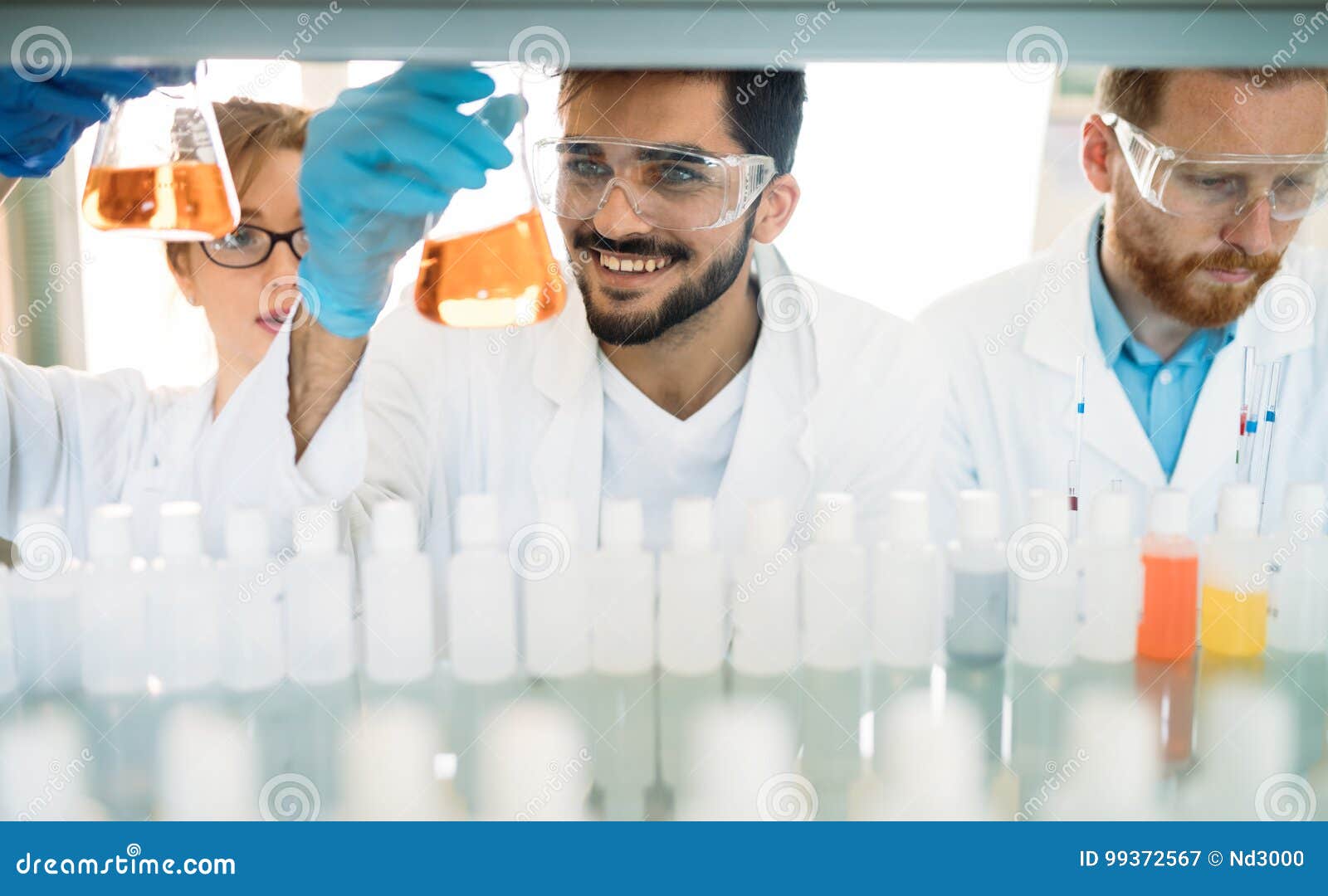Group of Chemistry Students Working in Laboratory Stock Image - Image ...