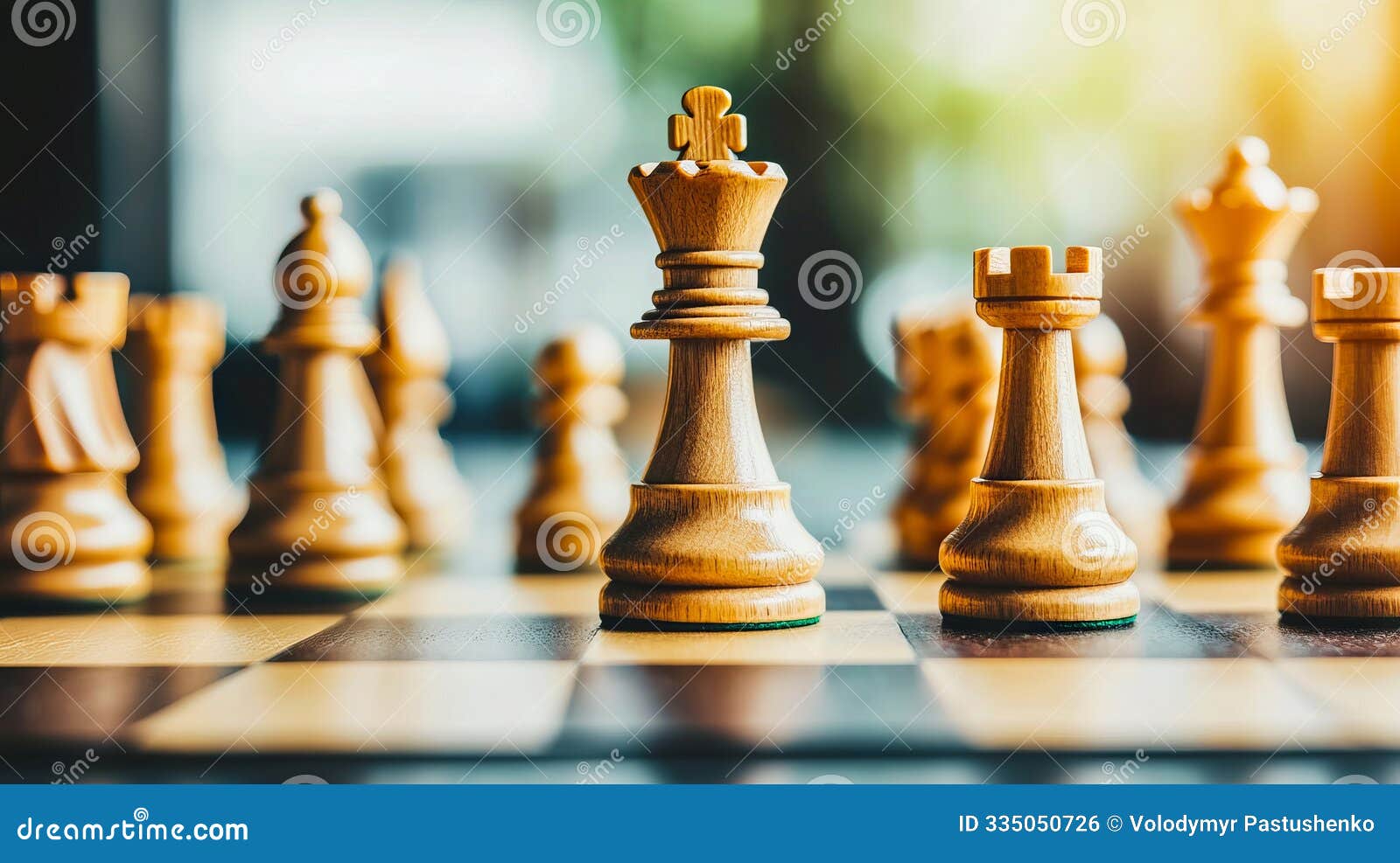 A Group of Chess Pieces on a Chess Board Stock Photo - Image of wood ...