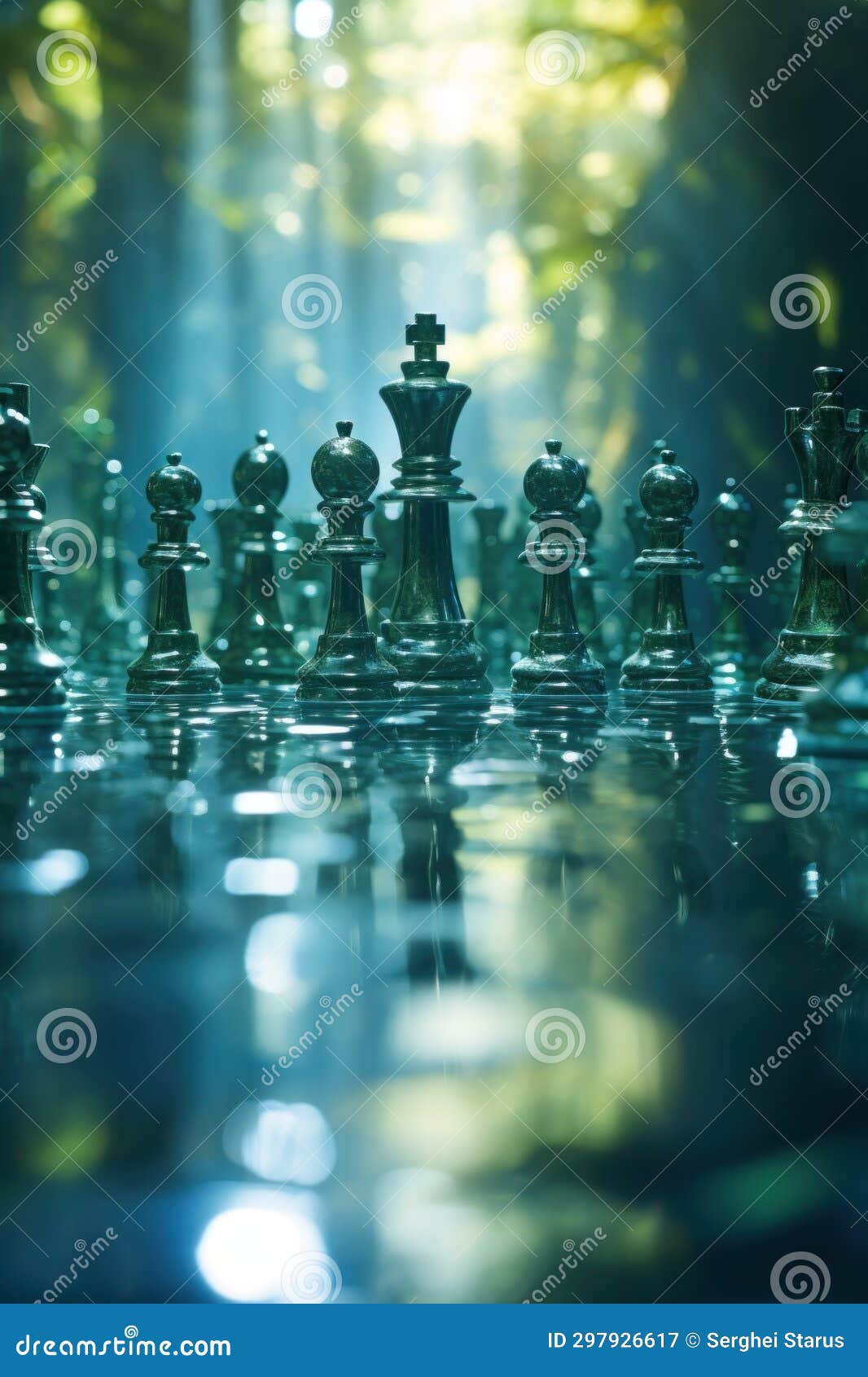 A Group of Chess Pieces on a Water Surface, AI Stock Image - Image of ...