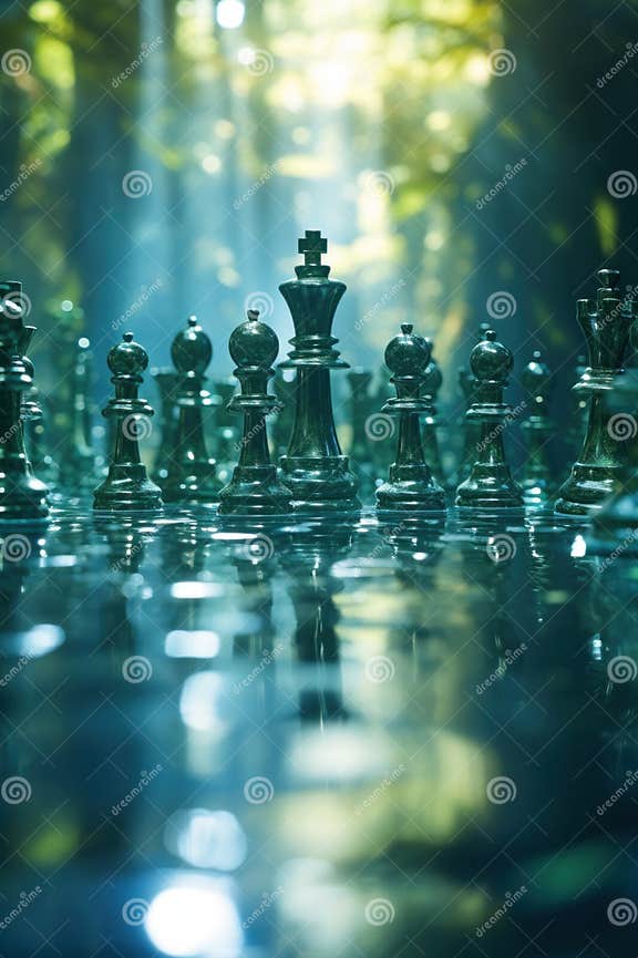 A Group of Chess Pieces on a Water Surface, AI Stock Image - Image of ...