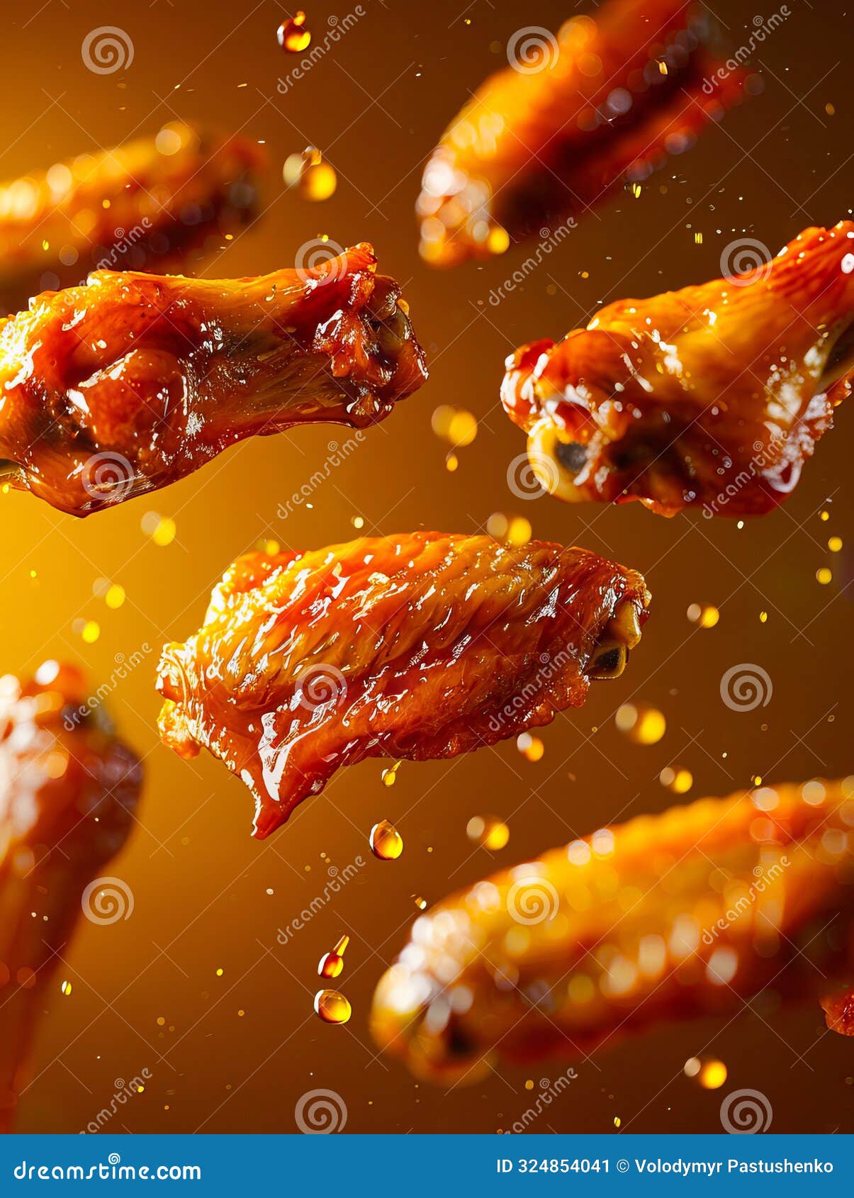 A Group of Chicken Wings Flying in the Air Stock Image - Image of ...