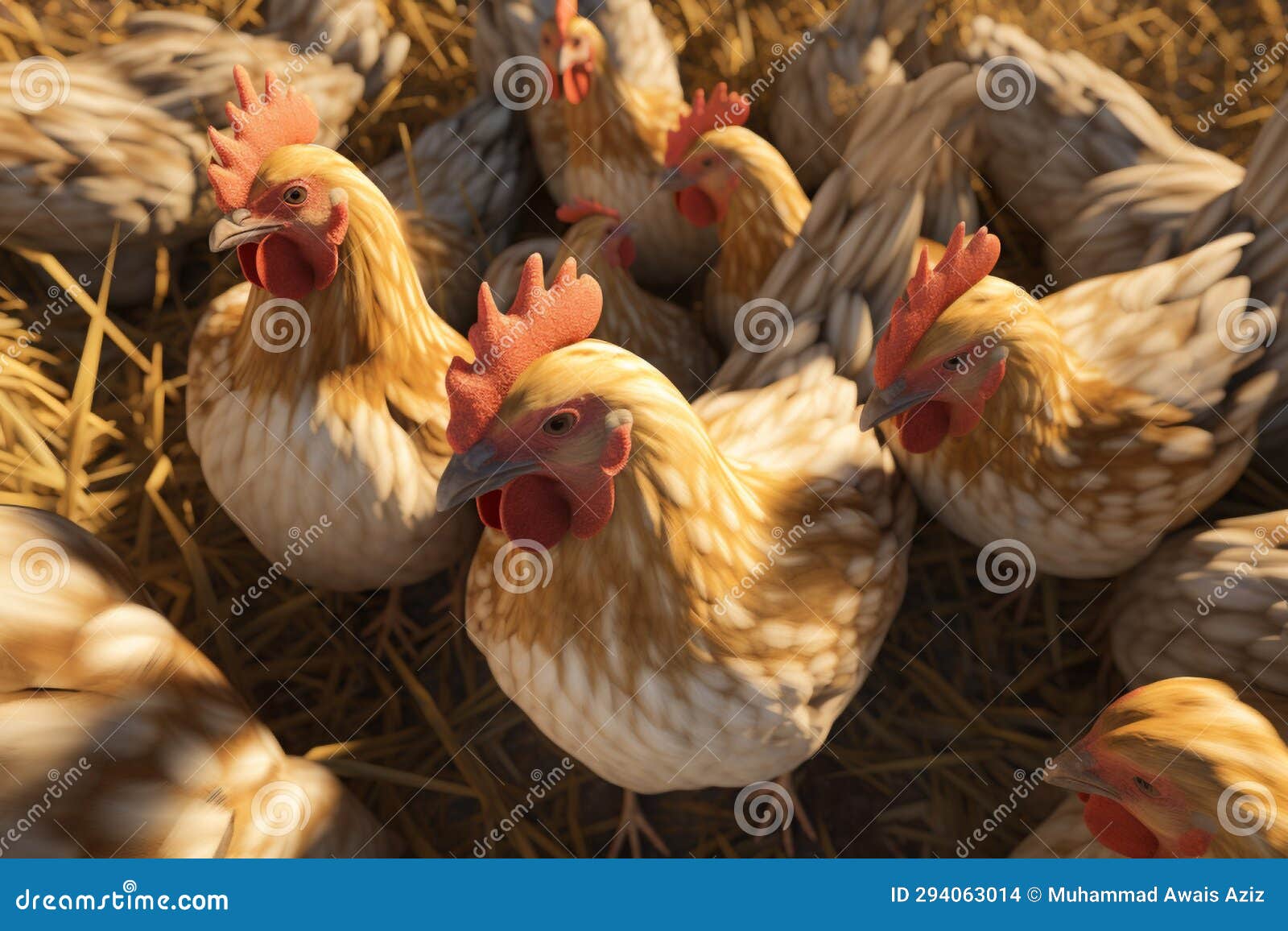 Group of Chickens on a Poultry Farm in the Sunset Light. the Concept of ...