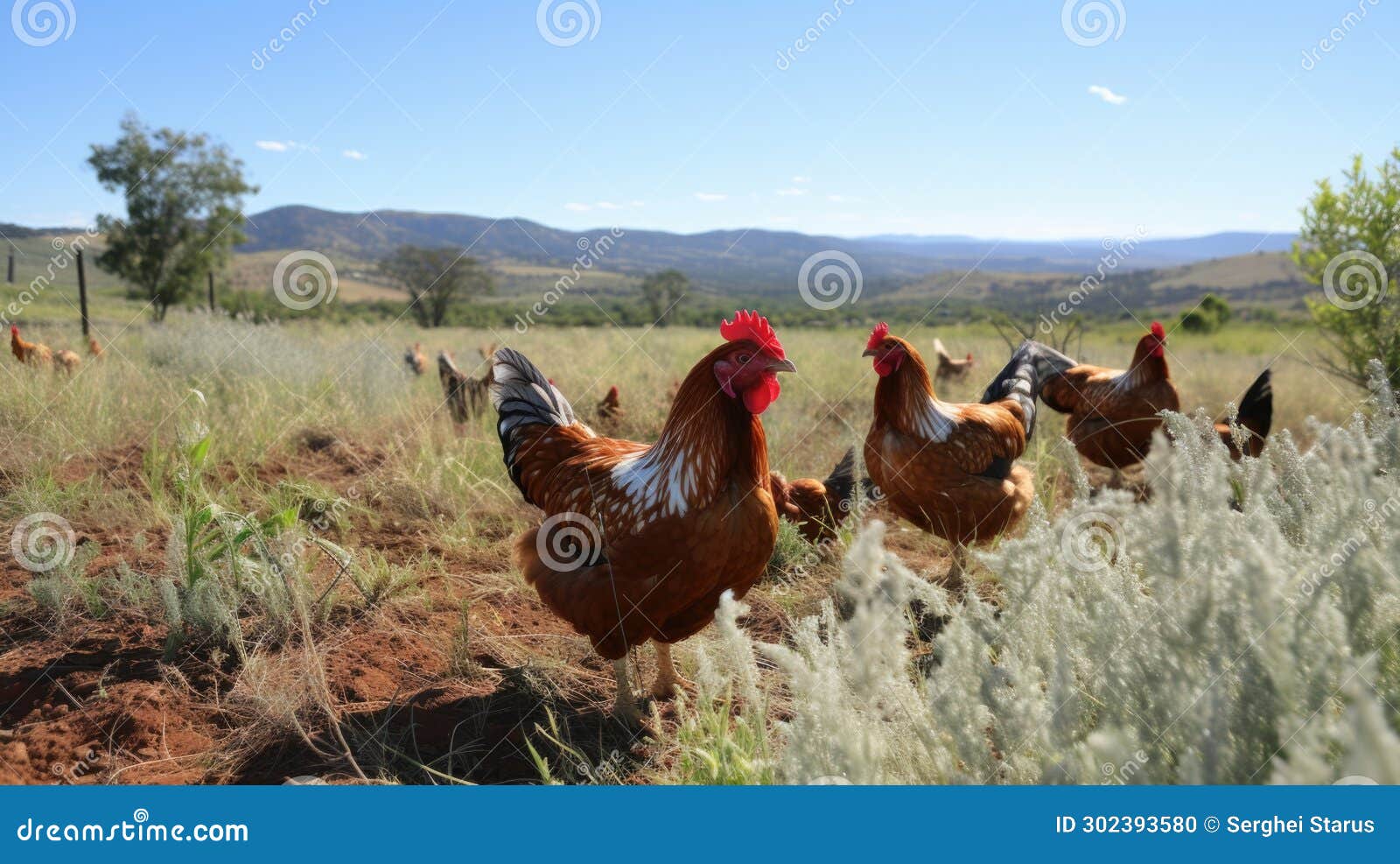 A Group of Chickens are Standing in a Field with Grass, AI Stock Photo ...