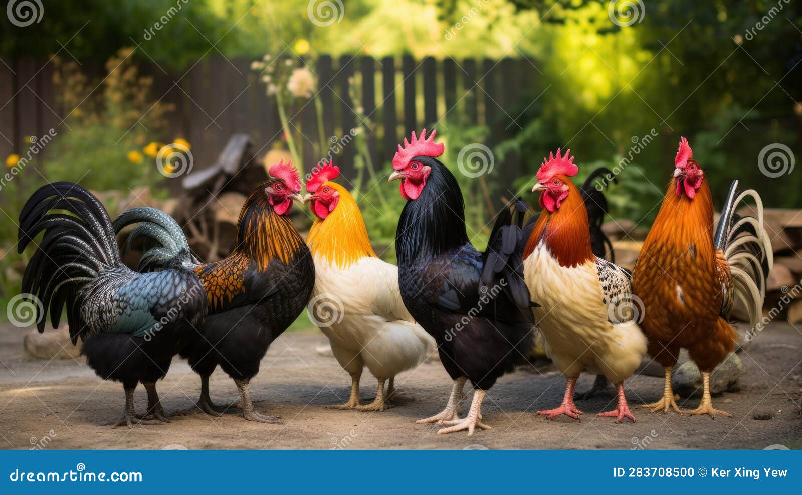 A Group of Chickens Standing Next To Each Other Stock Illustration ...