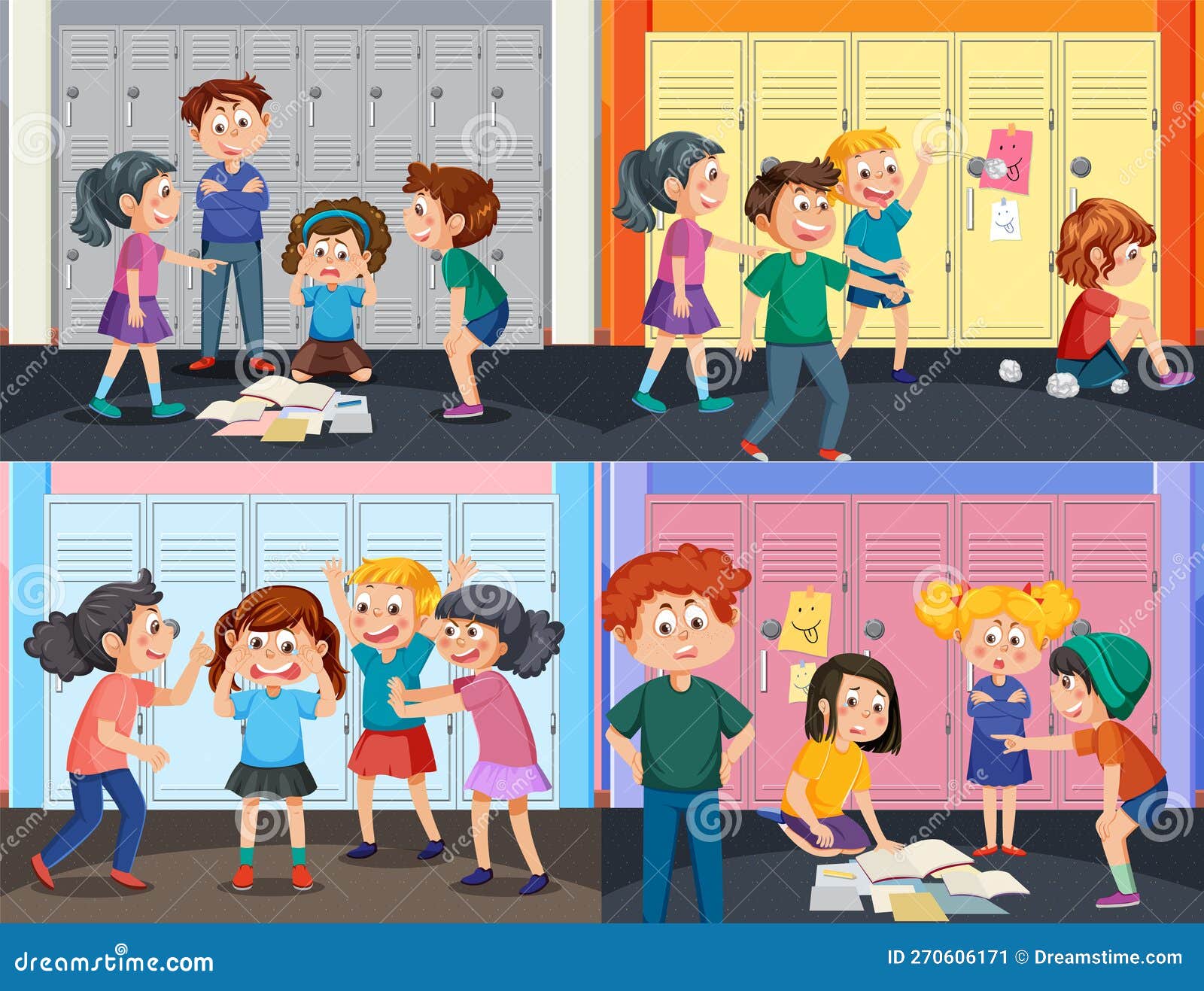 Group of Children Bully Friend Stock Vector - Illustration of learn ...