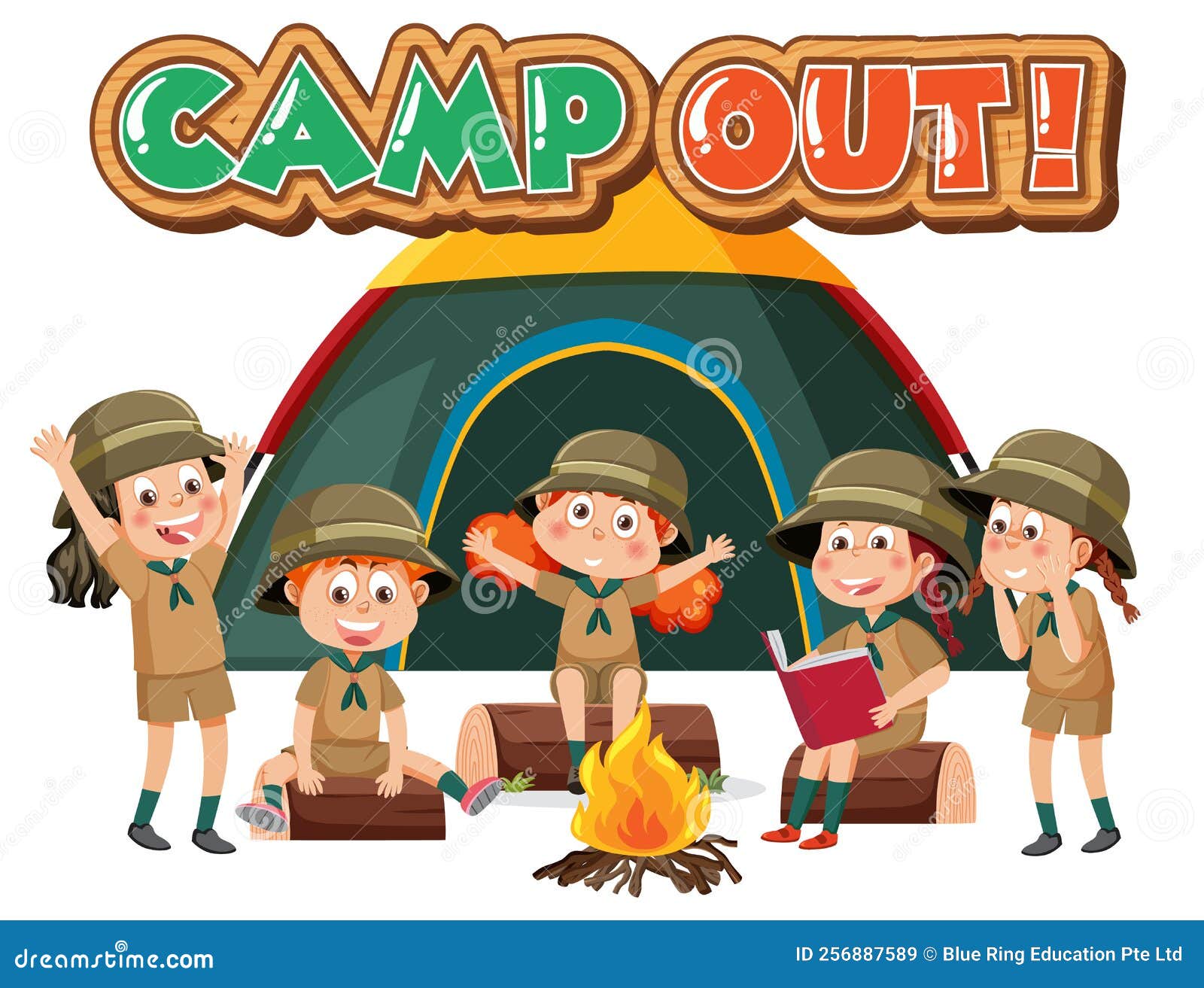 Group of Children Camping Out Stock Vector - Illustration of font ...