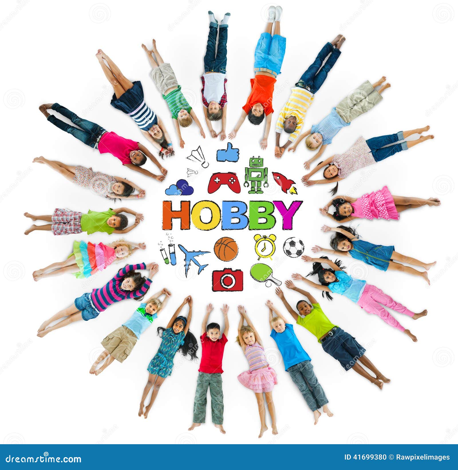 Group of Children Circle with Hobby Symbols Stock Photo - Image of ...