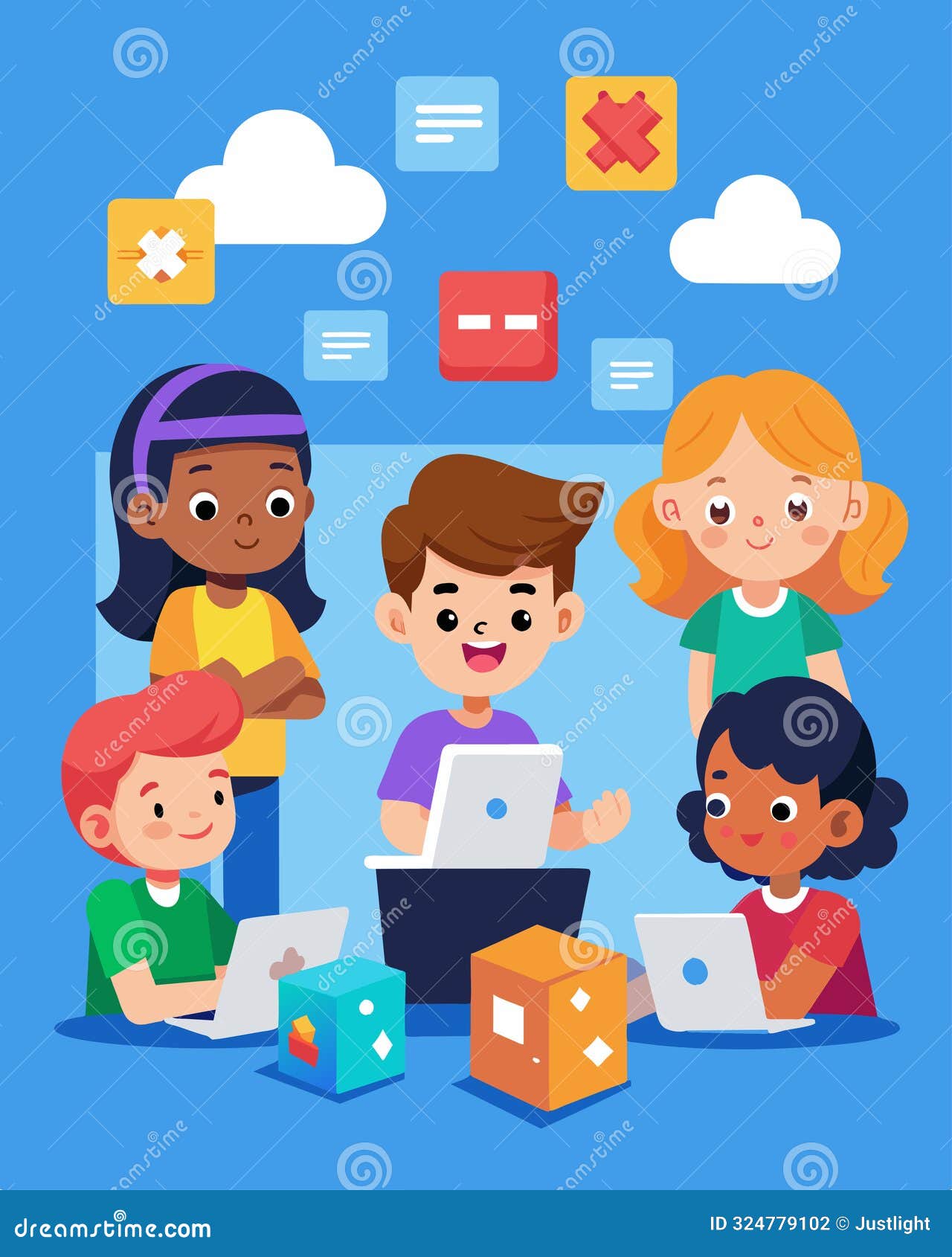 A Group of Children at a Coding Workshop Learning How To Use ...