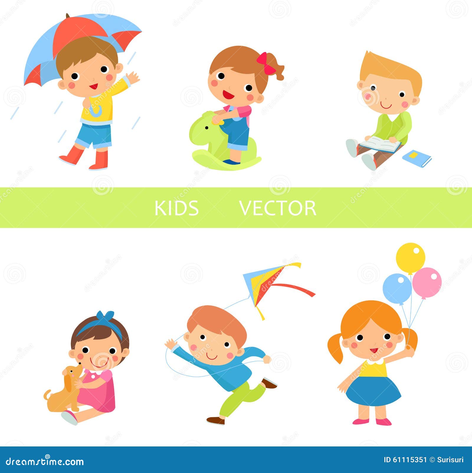 Group of Children Collection Stock Vector - Illustration of balloon ...