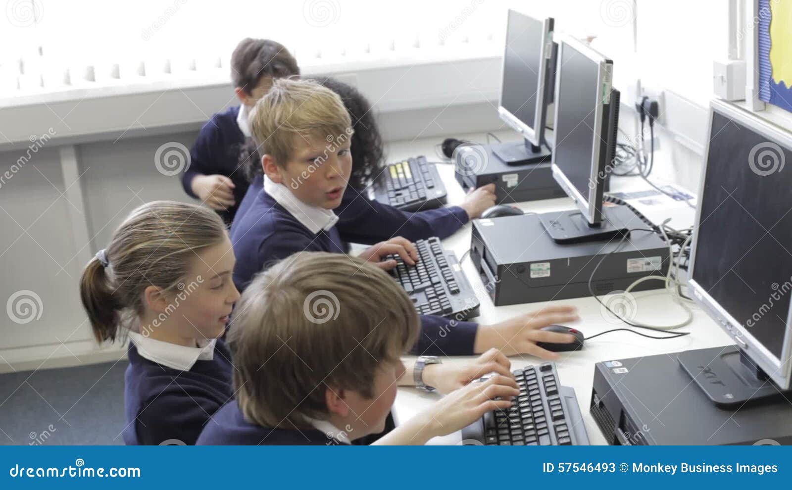 Group of Children in Computer Class Stock Video - Video of male ...