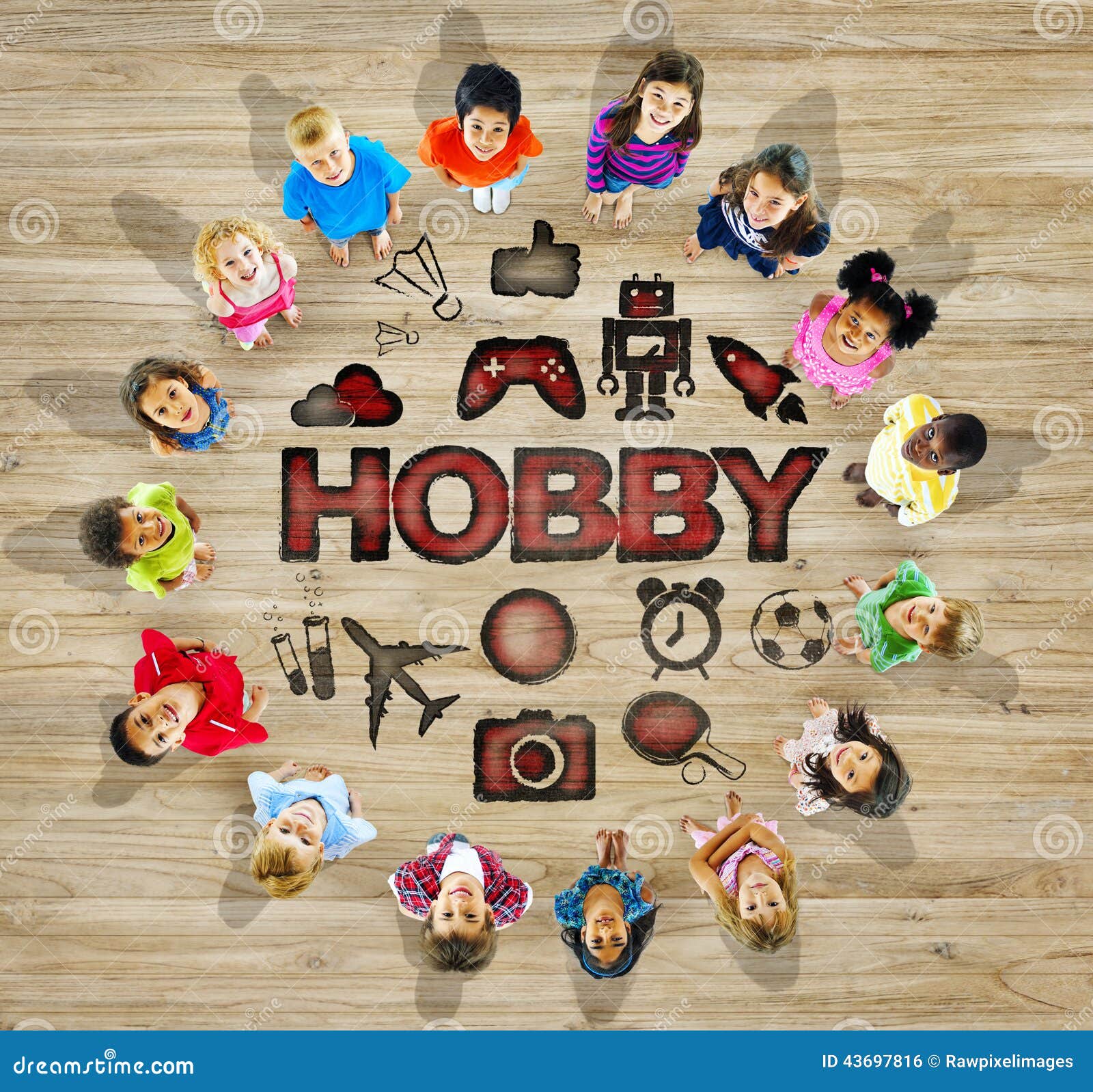 Group of Children with Different Activities Stock Photo - Image of ...