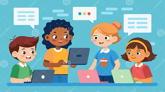 A Group of Children Discuss and Debate Different Coding Techniques with ...