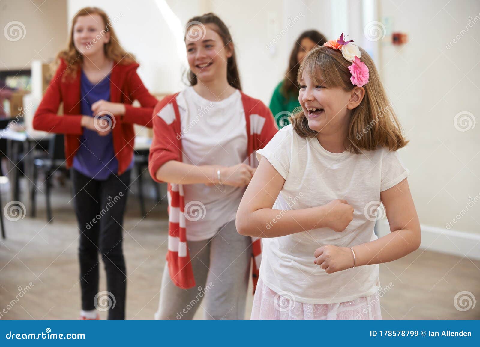 Group of Children Enjoying Dance Lesson at Stage School Together Stock ...
