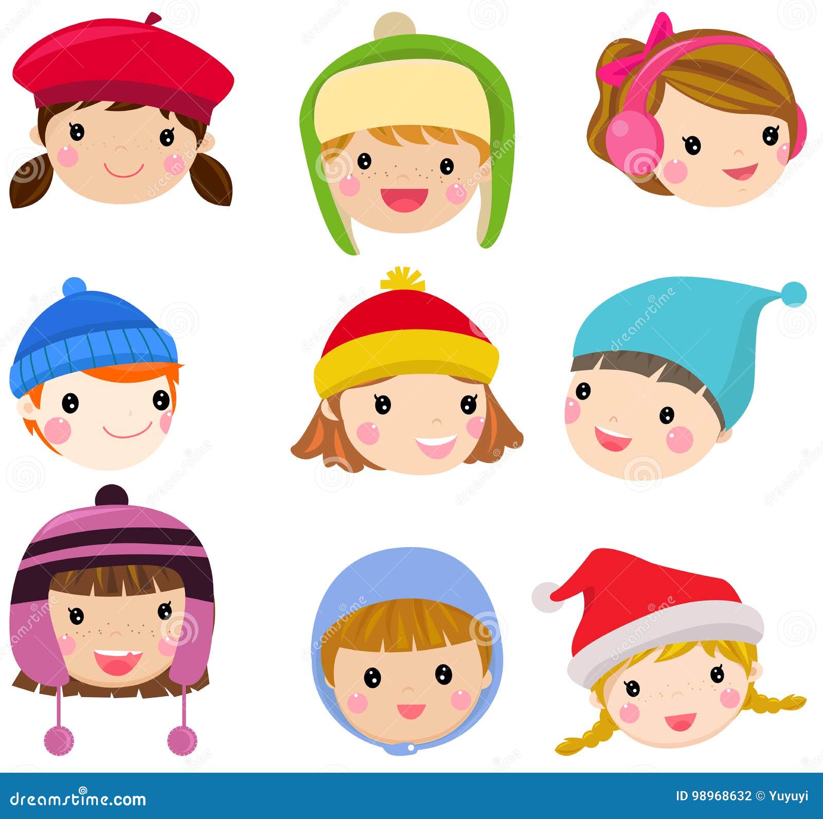 Group of children face set stock vector. Illustration of woman - 98968632
