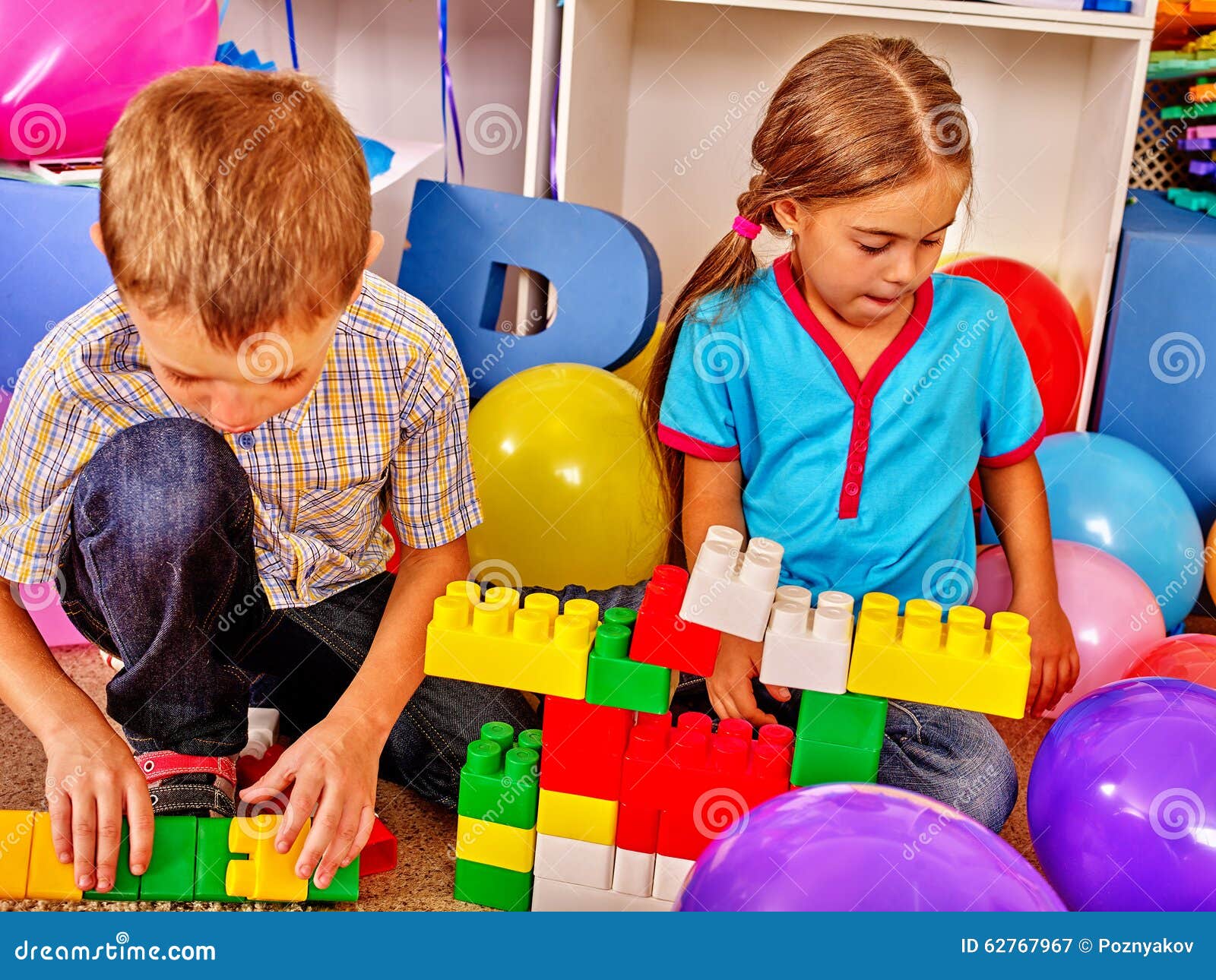 Group Children Game Blocks on Floor Stock Image - Image of bricks ...