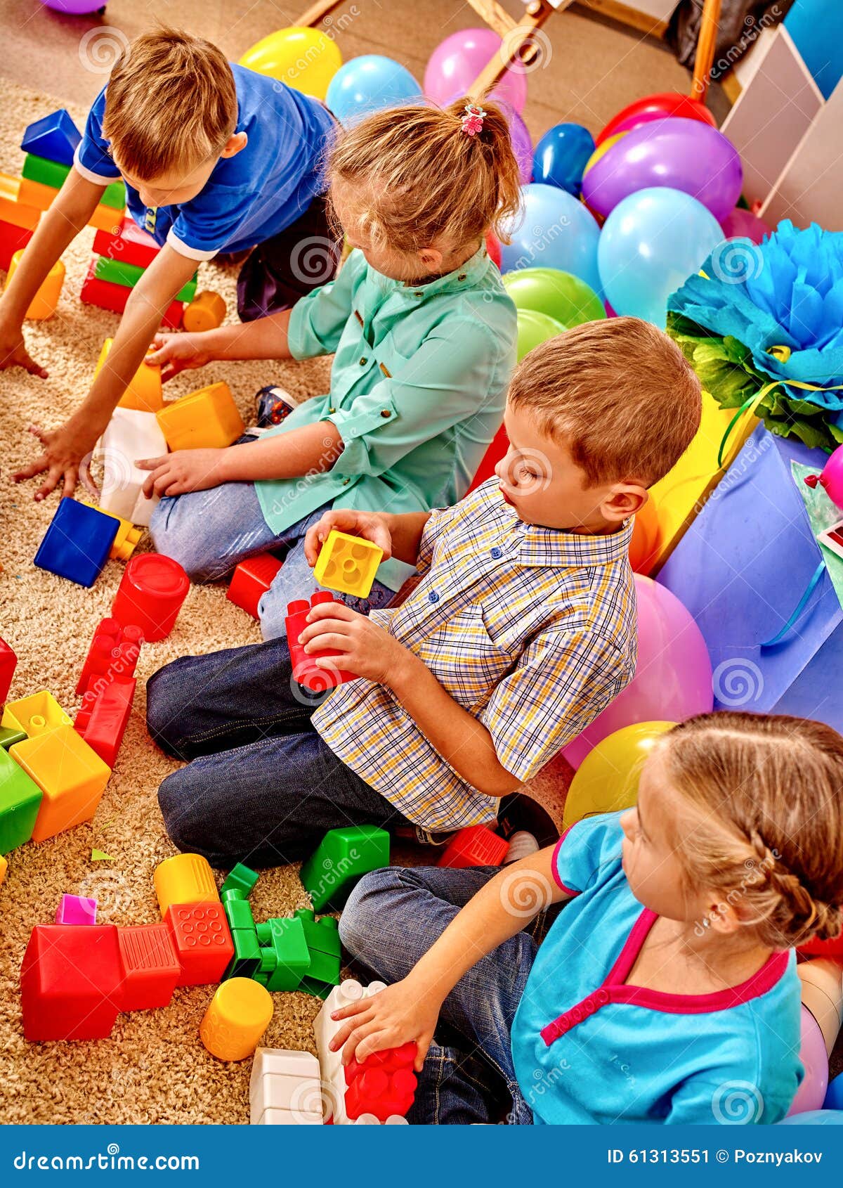 Group Children Game Blocks on Floor Stock Image - Image of creative ...