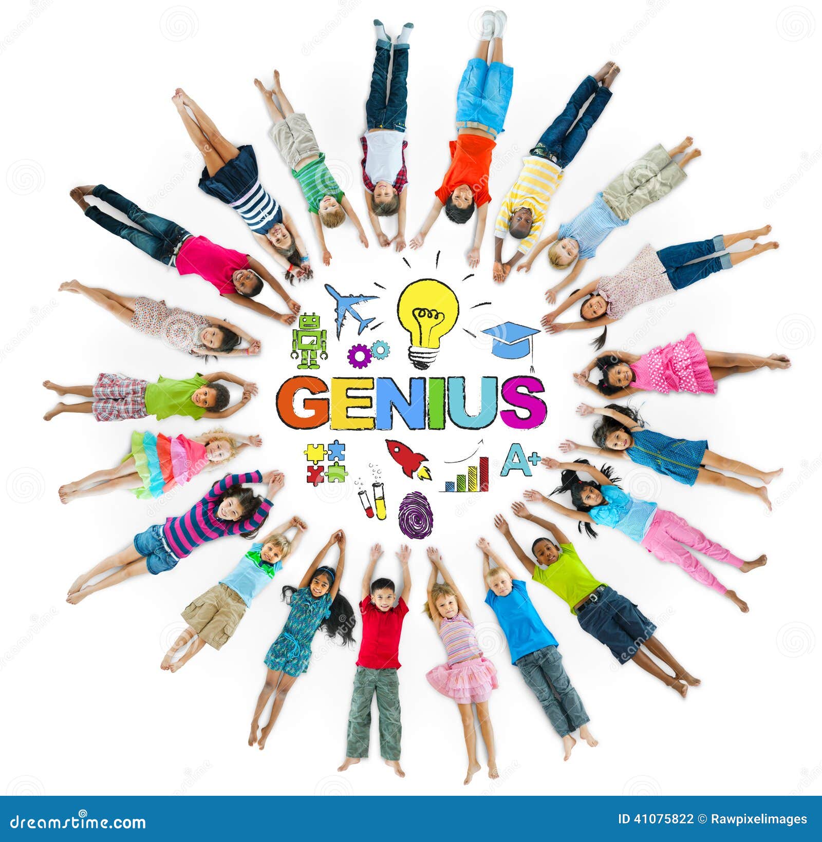 Group of Children and Genius Concept Stock Photo - Image of concept ...