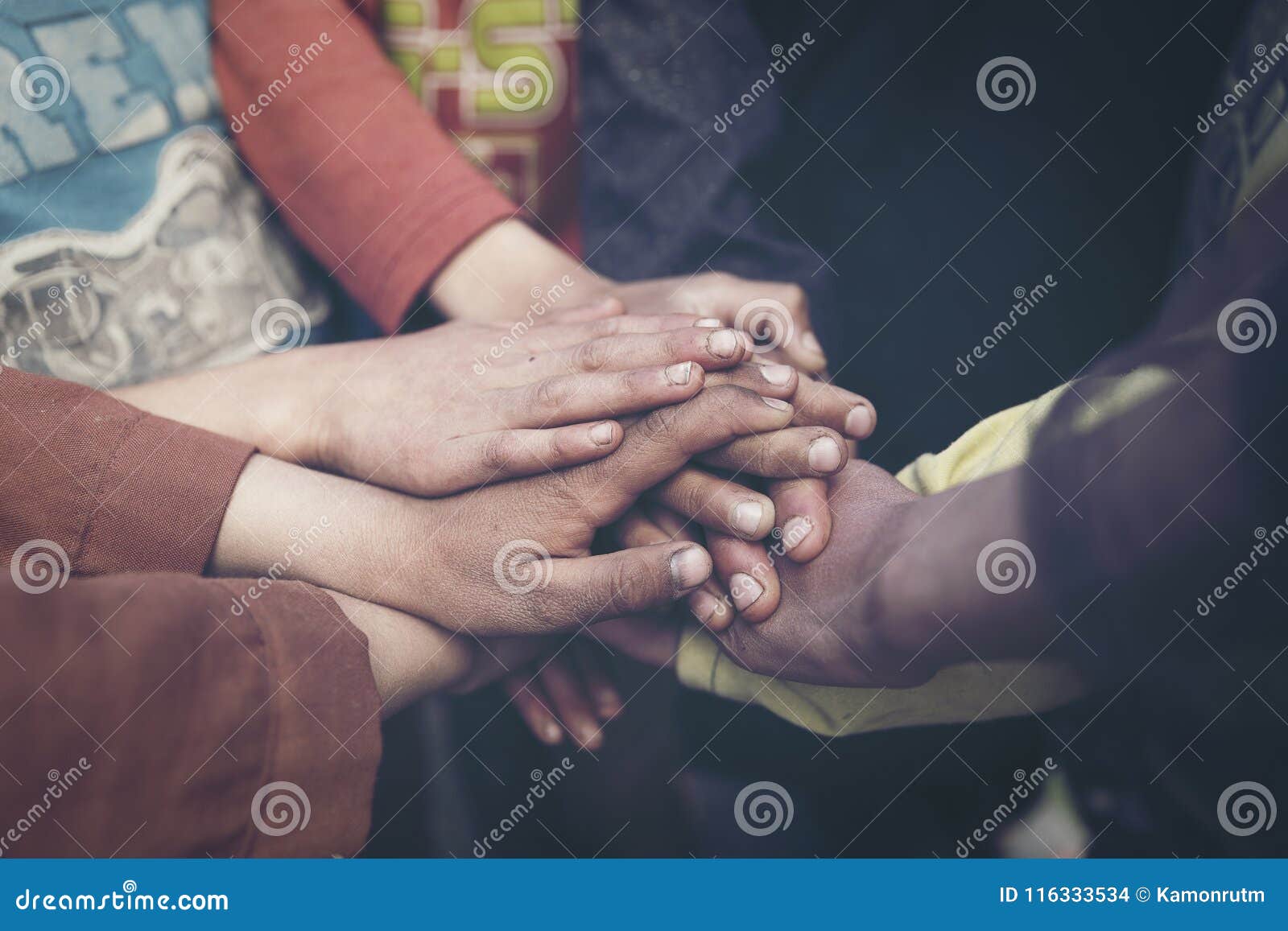 Group of children hands. stock photo. Image of together - 116333534