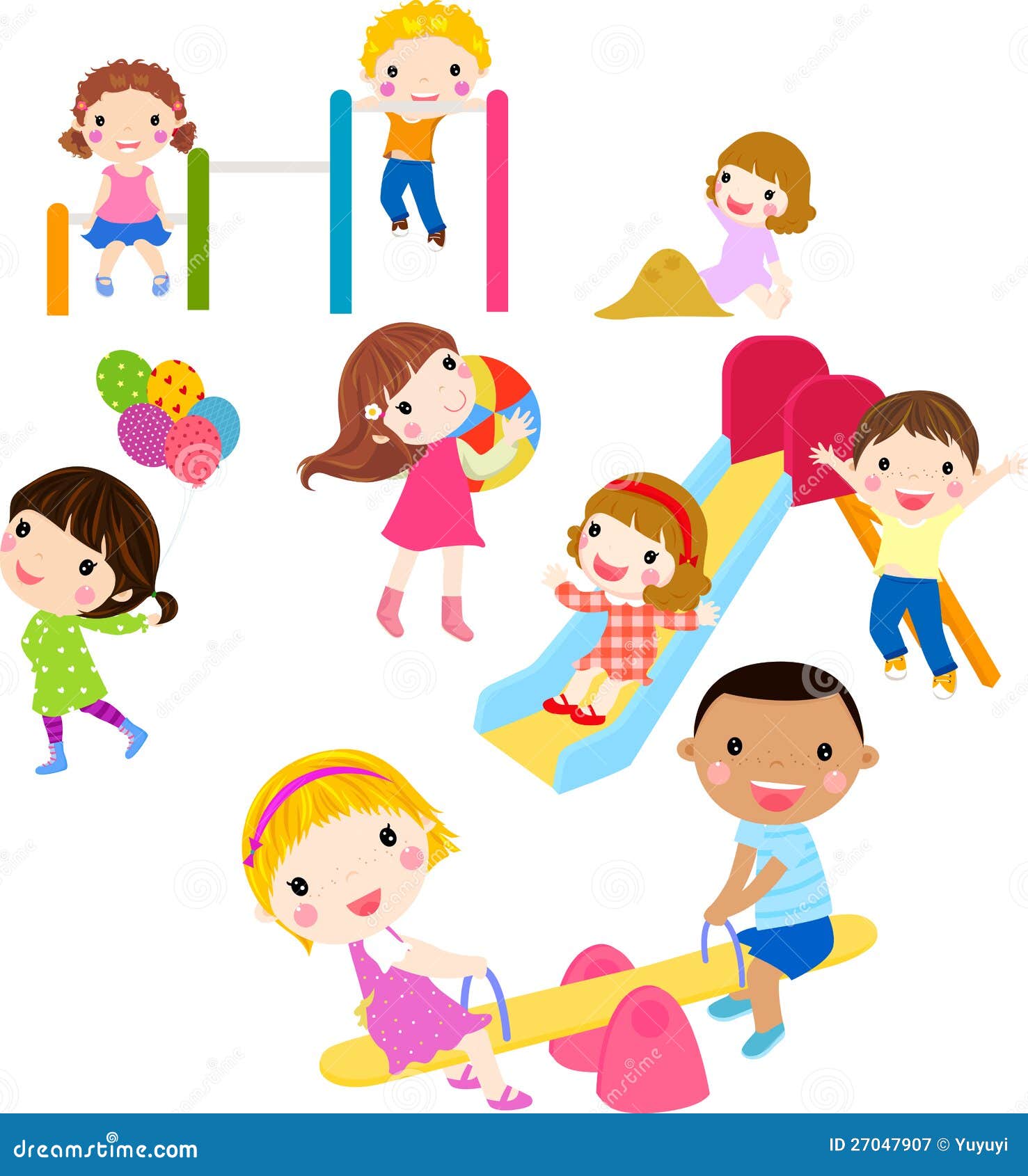 Group of Children Having Fun Stock Vector - Illustration of cheerful ...
