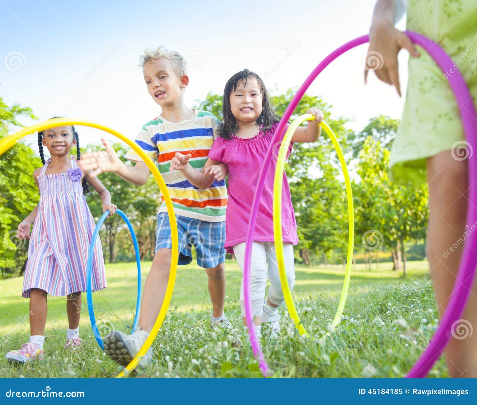 Group of Children Having Fun in the Park Stock Image - Image of hula ...