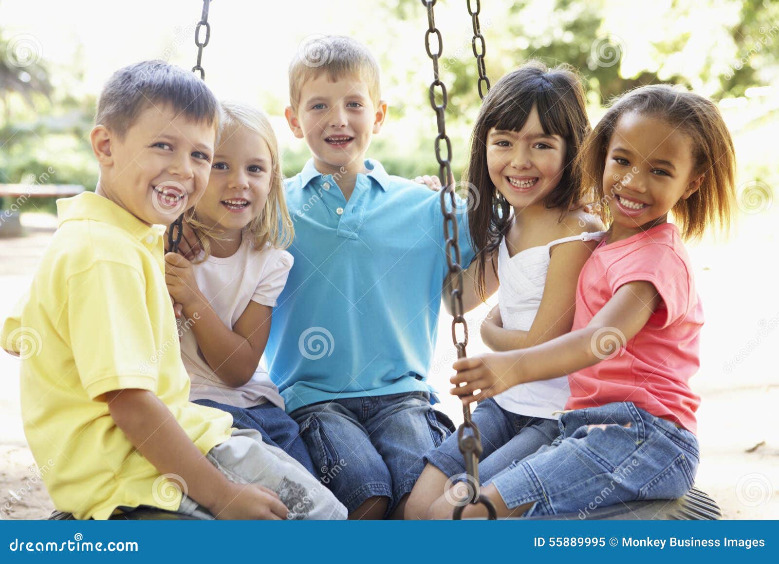 Group of Children Having Fun in Playground Together Stock Image - Image ...