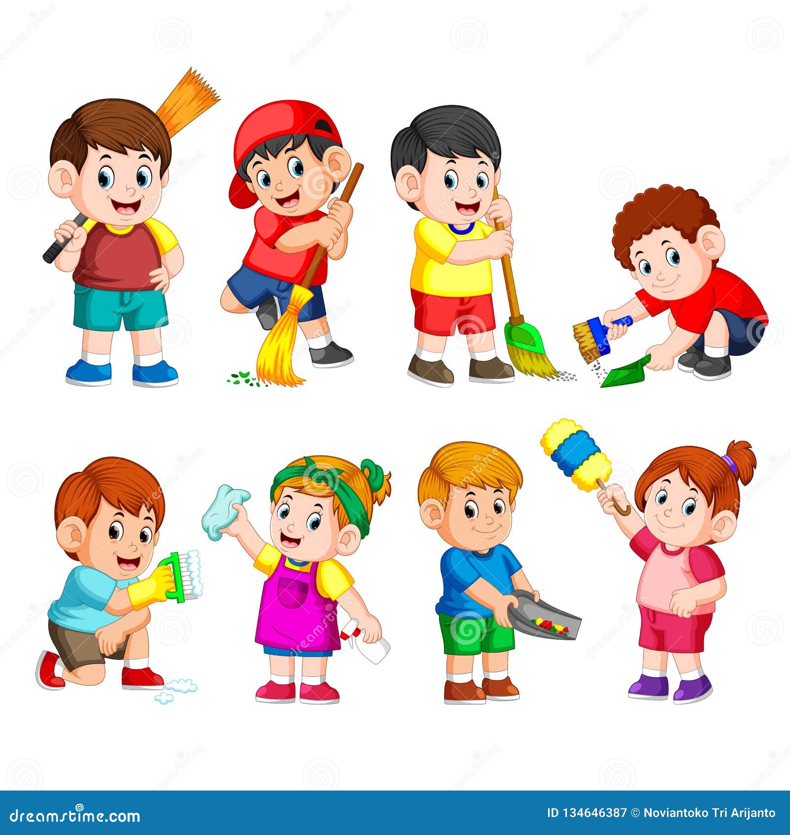 A Group of Children Holding the Cleaning Tools To Clean Something Stock ...