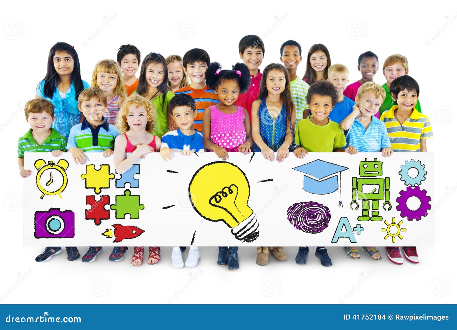Group Of Children Holding Education Concept Billboard Stock Photography ...