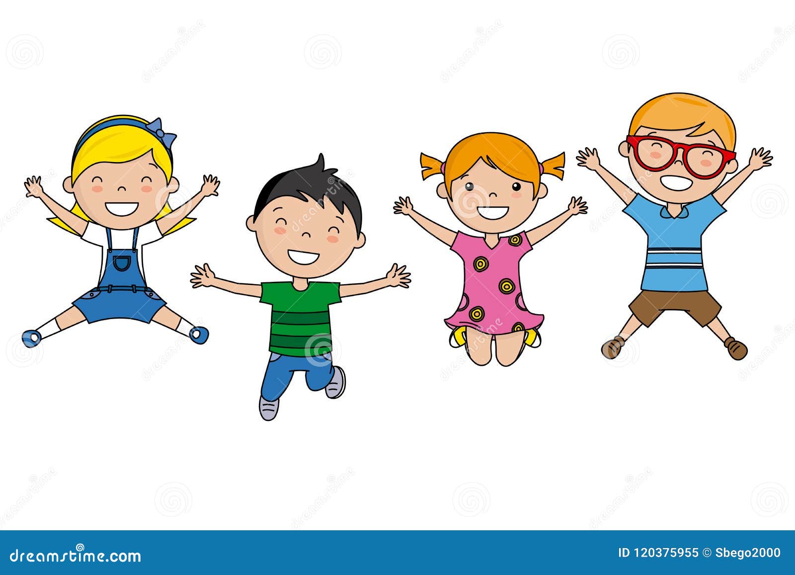Group of children jumping stock vector. Illustration of girl - 120375955