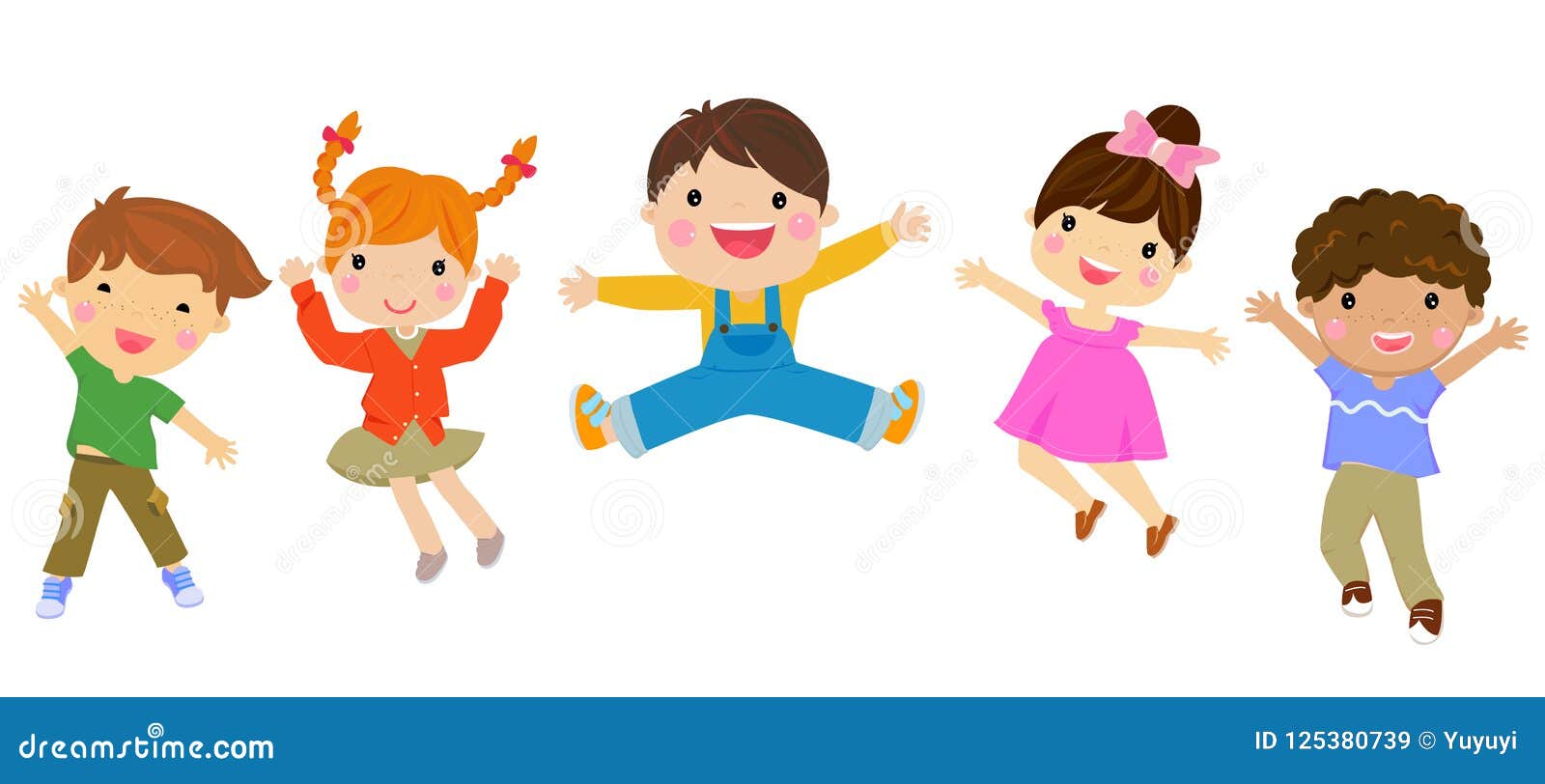 Group of children jumping stock vector. Illustration of character ...