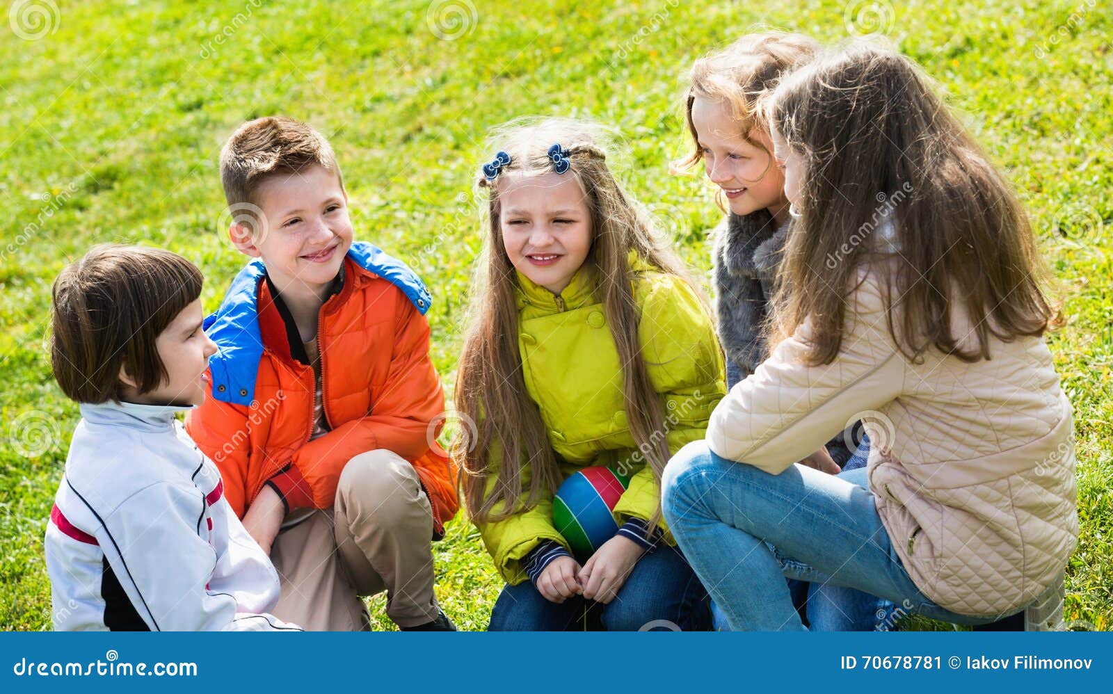 Group of Children Laughing in Spring Park Stock Image - Image of kids ...