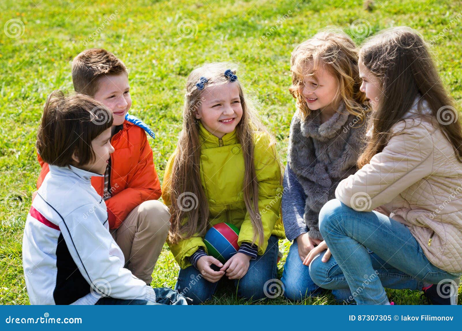 Group of Children Laughing in Spring Park Stock Image - Image of ...
