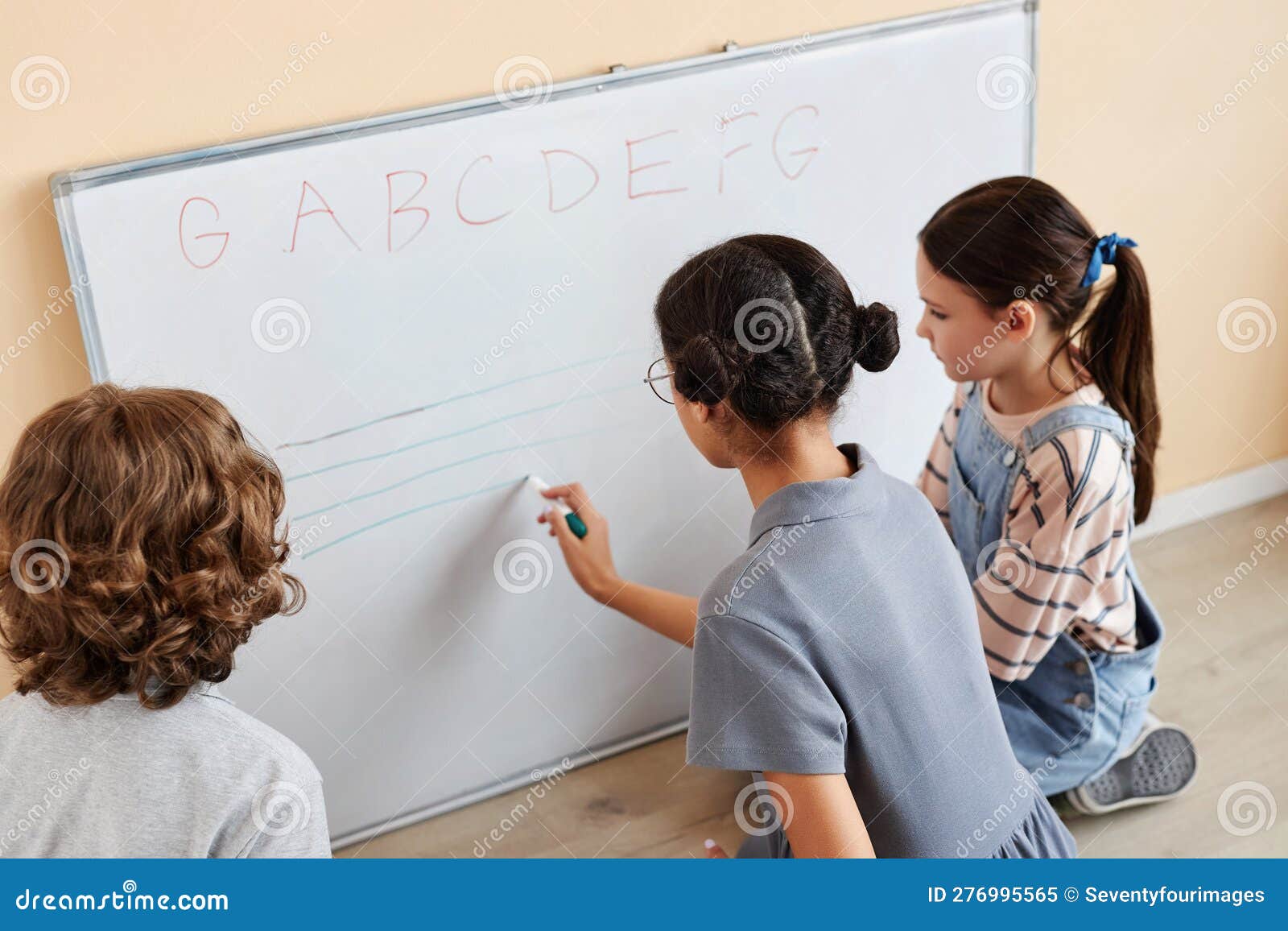 Group of Children Learning Notes Stock Image - Image of student ...