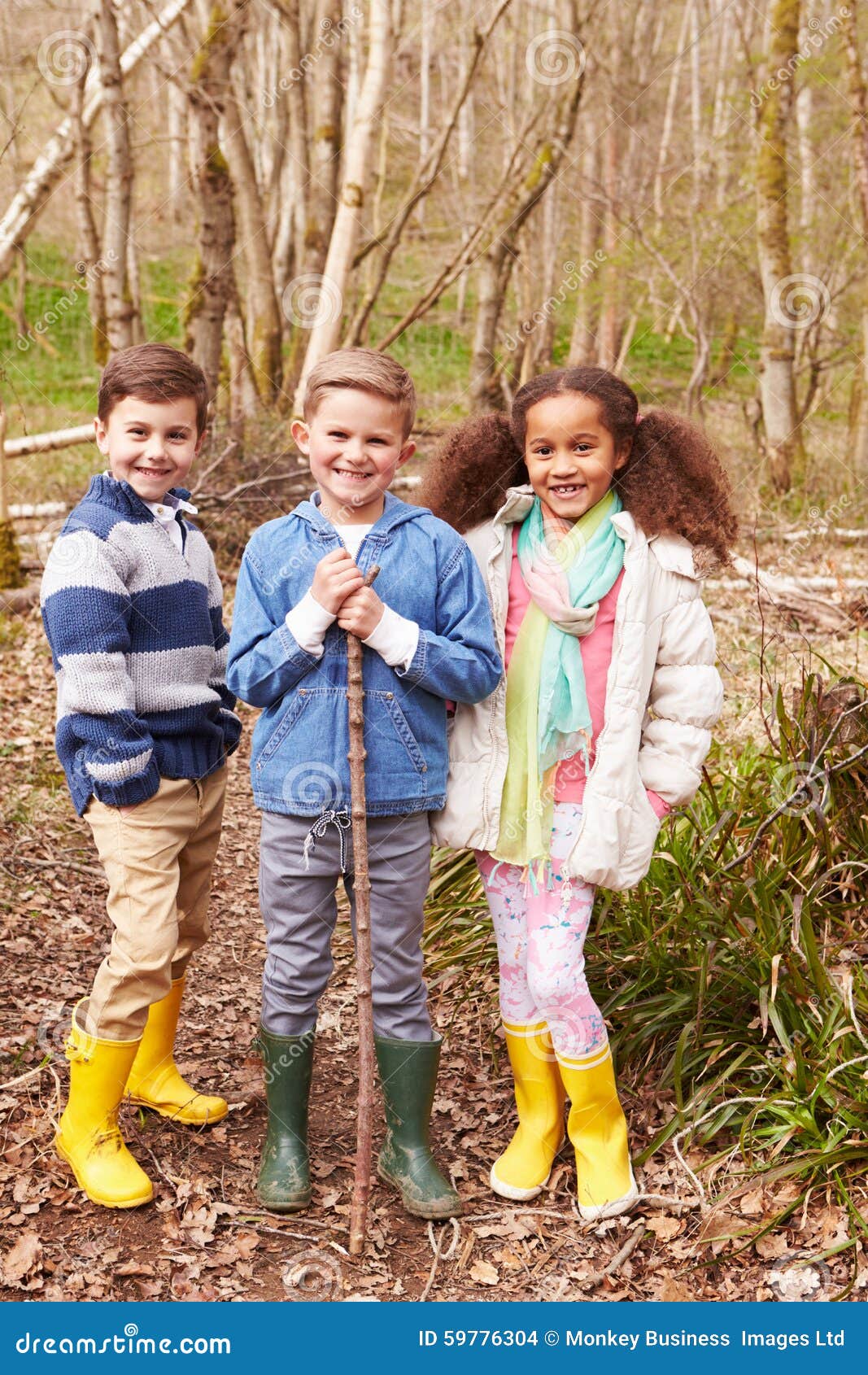 Group of Children Playing Game in Forest Stock Photo - Image of child ...