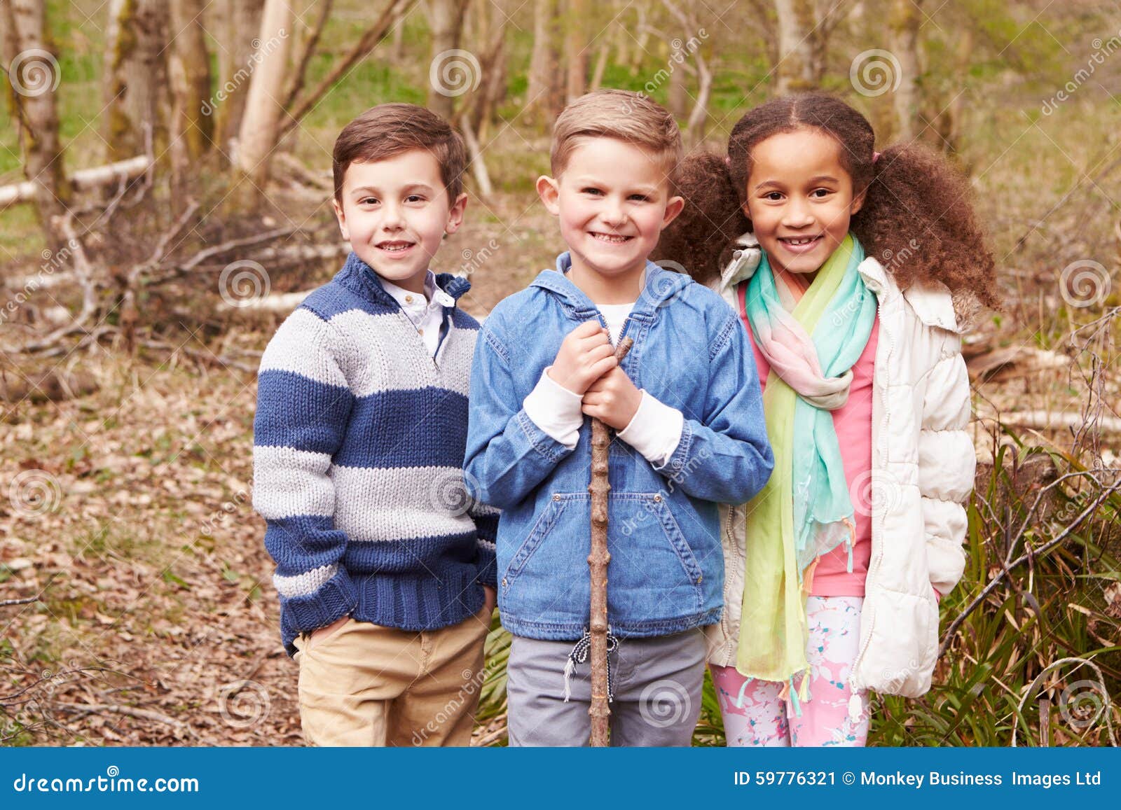 Group of Children Playing Game in Forest Stock Image - Image of ...